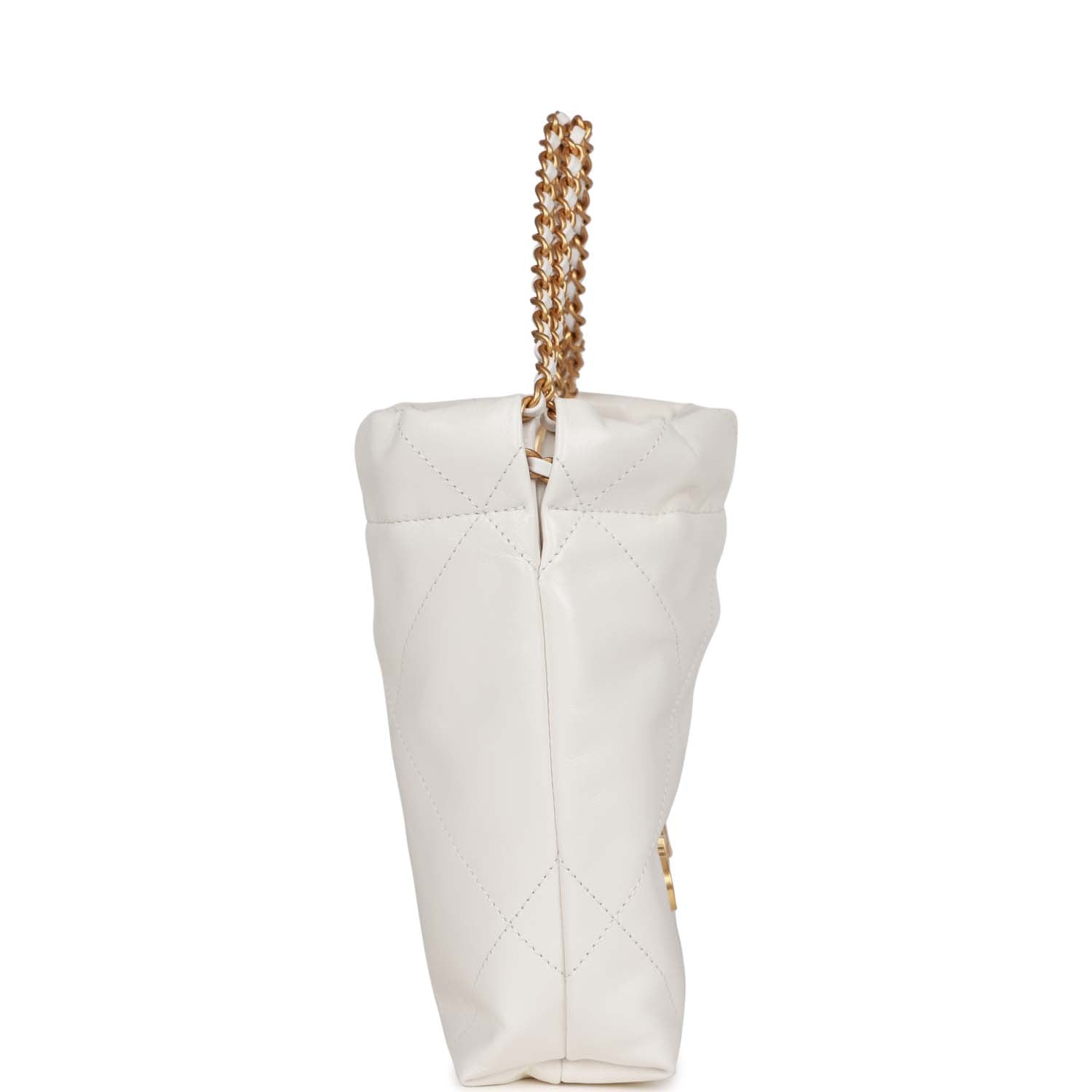 Chanel Mini 22 Bag White Calfskin Antique Gold Hardware