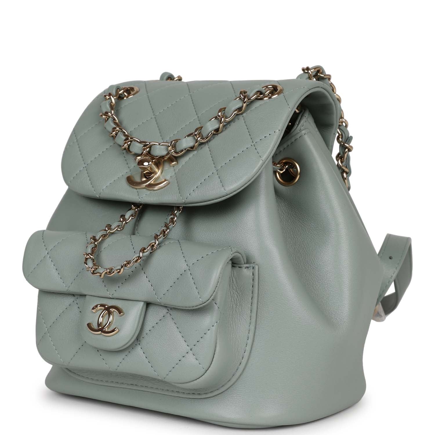 Chanel Small Duma Backpack Light Blue Lambskin Light Gold Hardware