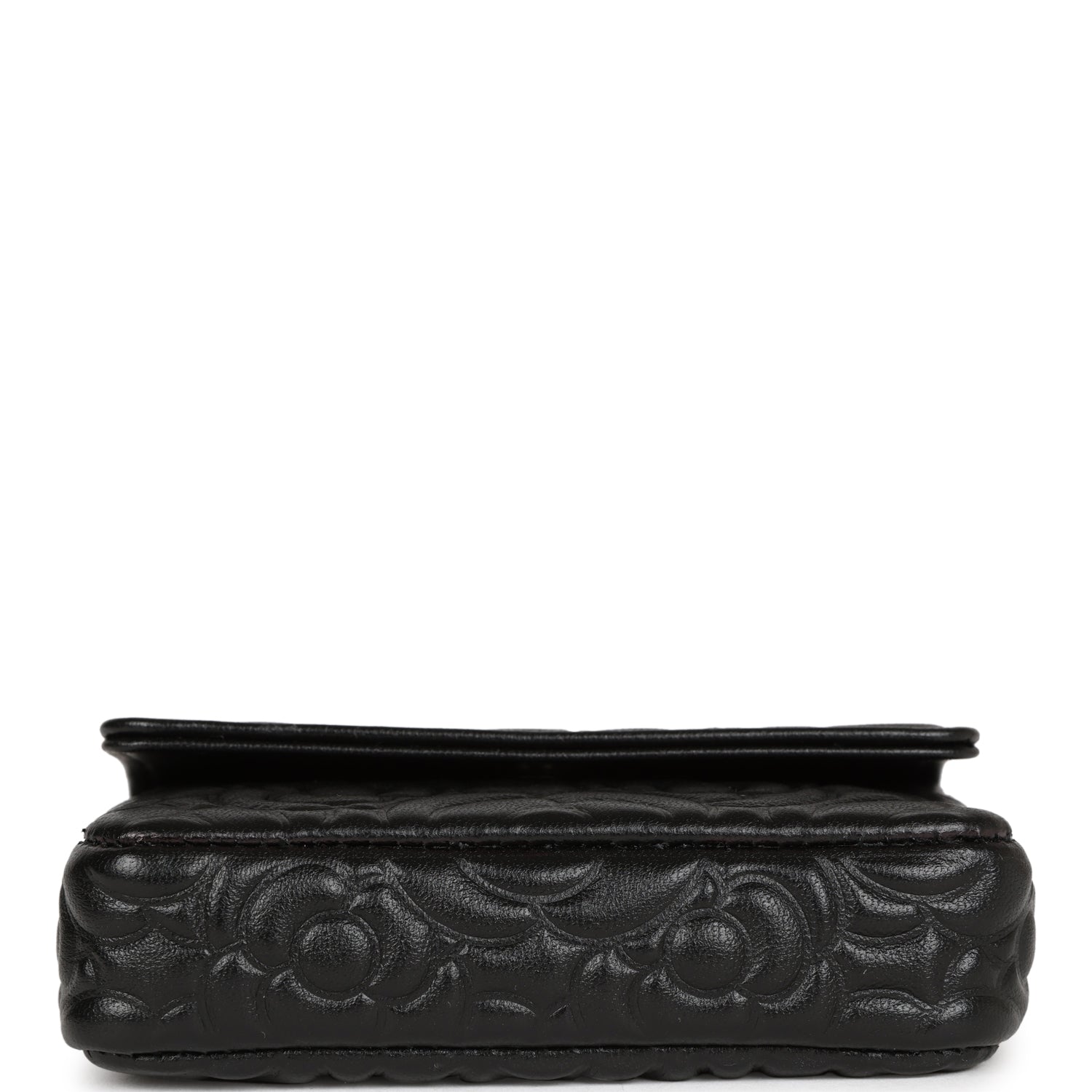 Chanel Camellia Embossed Belt Bag Black Lambskin Light Gold Hardware