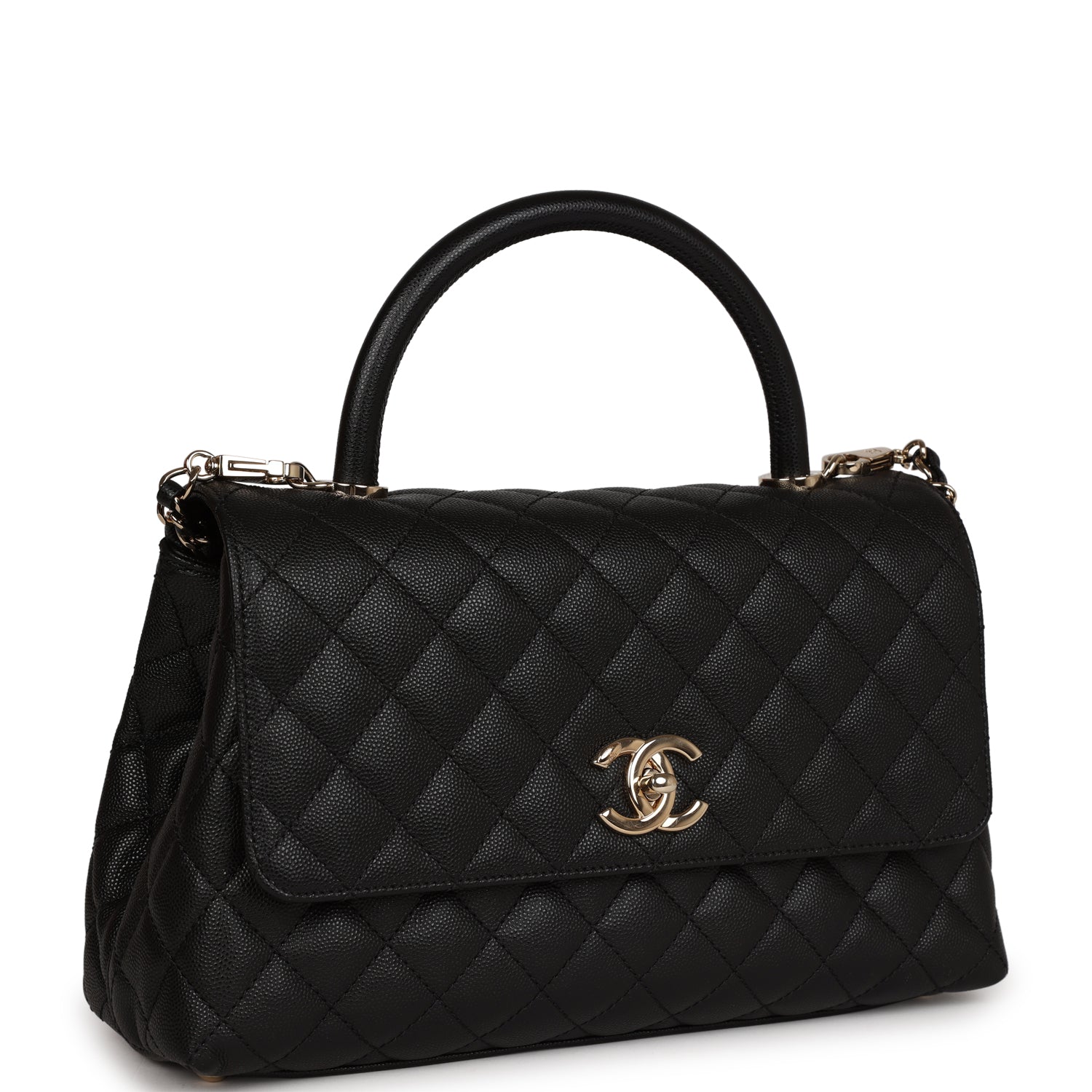 Chanel Small Coco Handle Flap Bag Black Caviar Gold Hardware