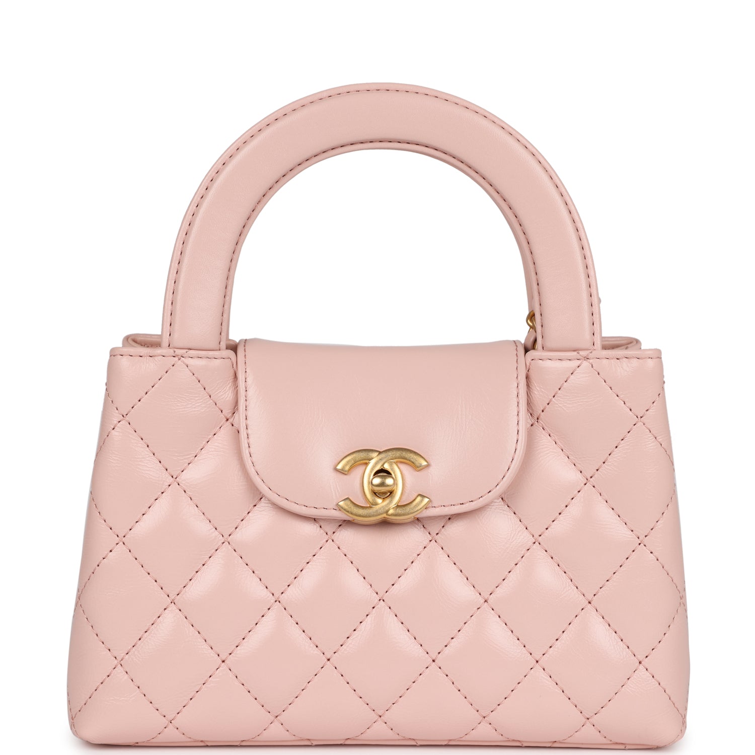 Chanel Small Kelly Shopper Light Pink Shiny Aged Calfskin Brushed Gold