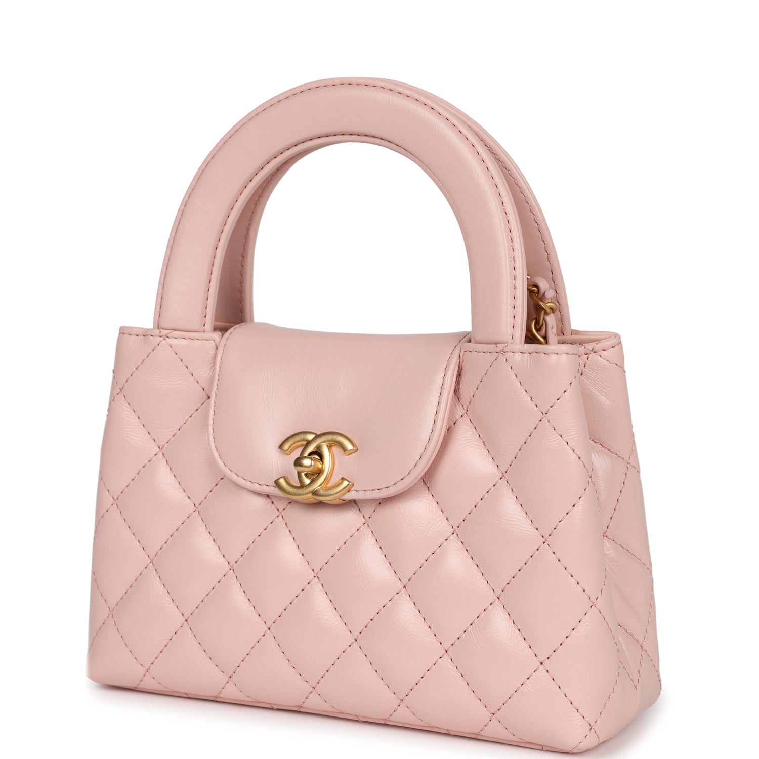 Chanel Small Kelly Shopper Light Pink Shiny Aged Calfskin Brushed Gold