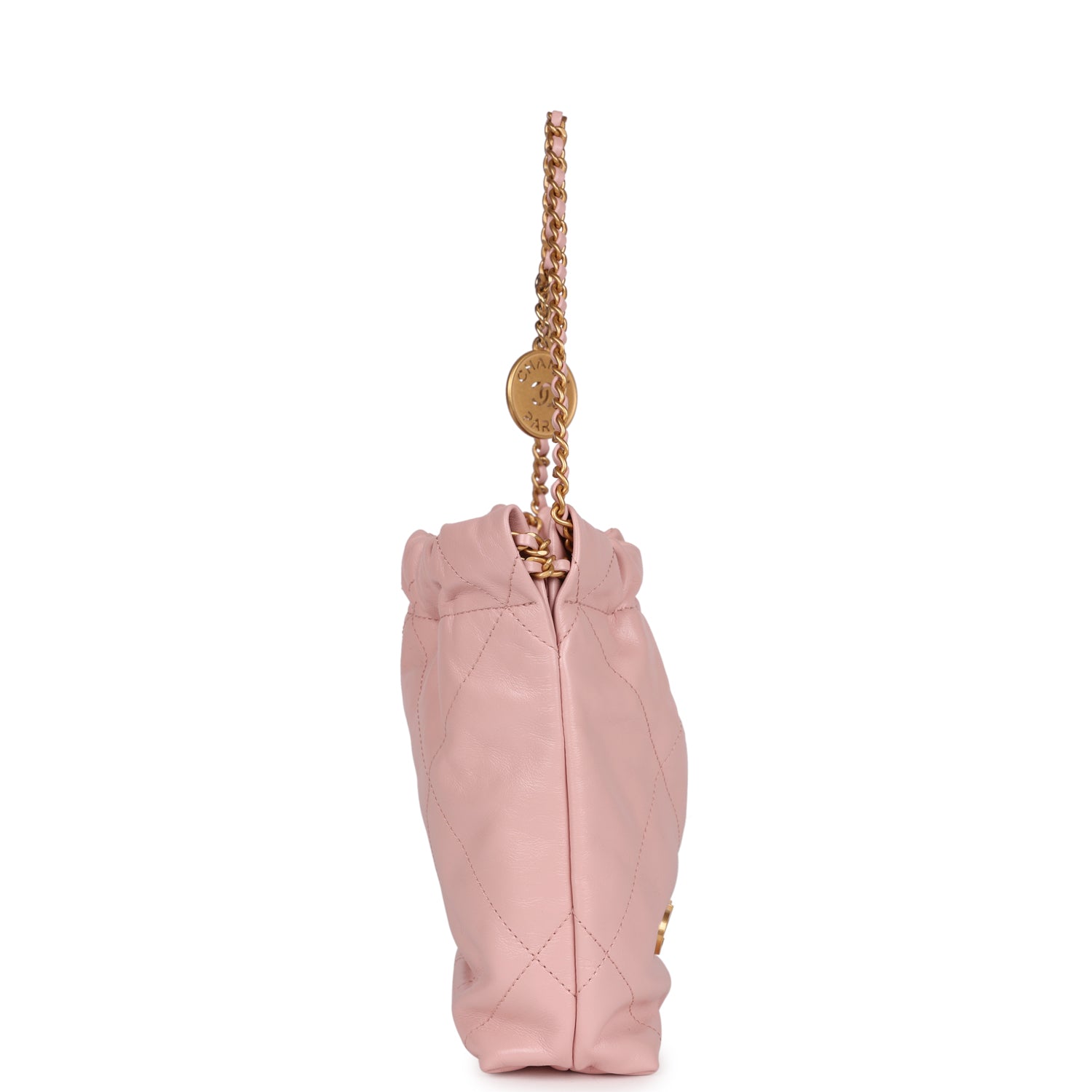 Pre-owned Chanel Mini 22 Bag Pink Calfskin Gold Hardware