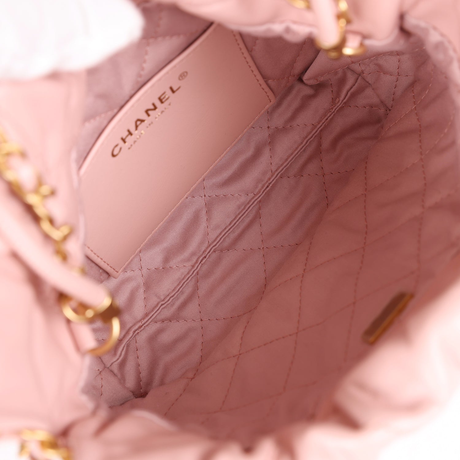 Pre-owned Chanel Mini 22 Bag Pink Calfskin Gold Hardware