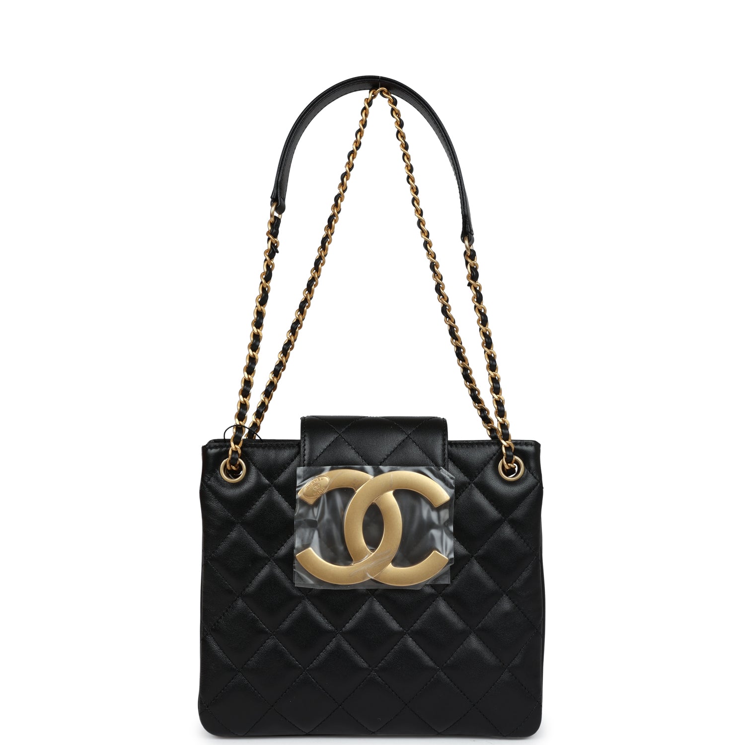 Chanel Small CC Shoulder Bag Black Lambskin Antique Gold Hardware