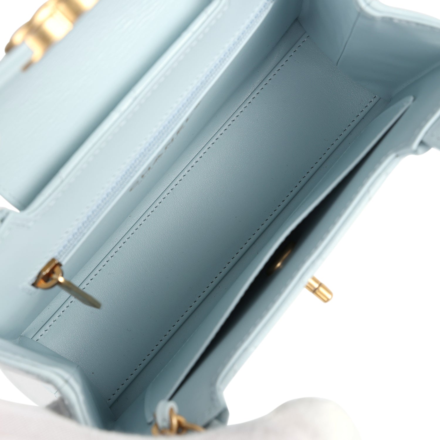 Chanel Small Kelly Shopper Light Blue Shiny Aged Calfskin Brushed Gold