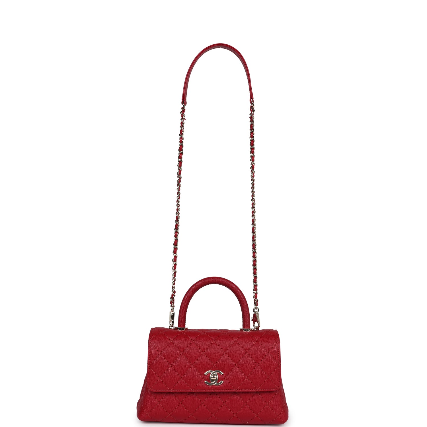 Chanel Small Coco Handle Dark Red Caviar Light Gold Hardware