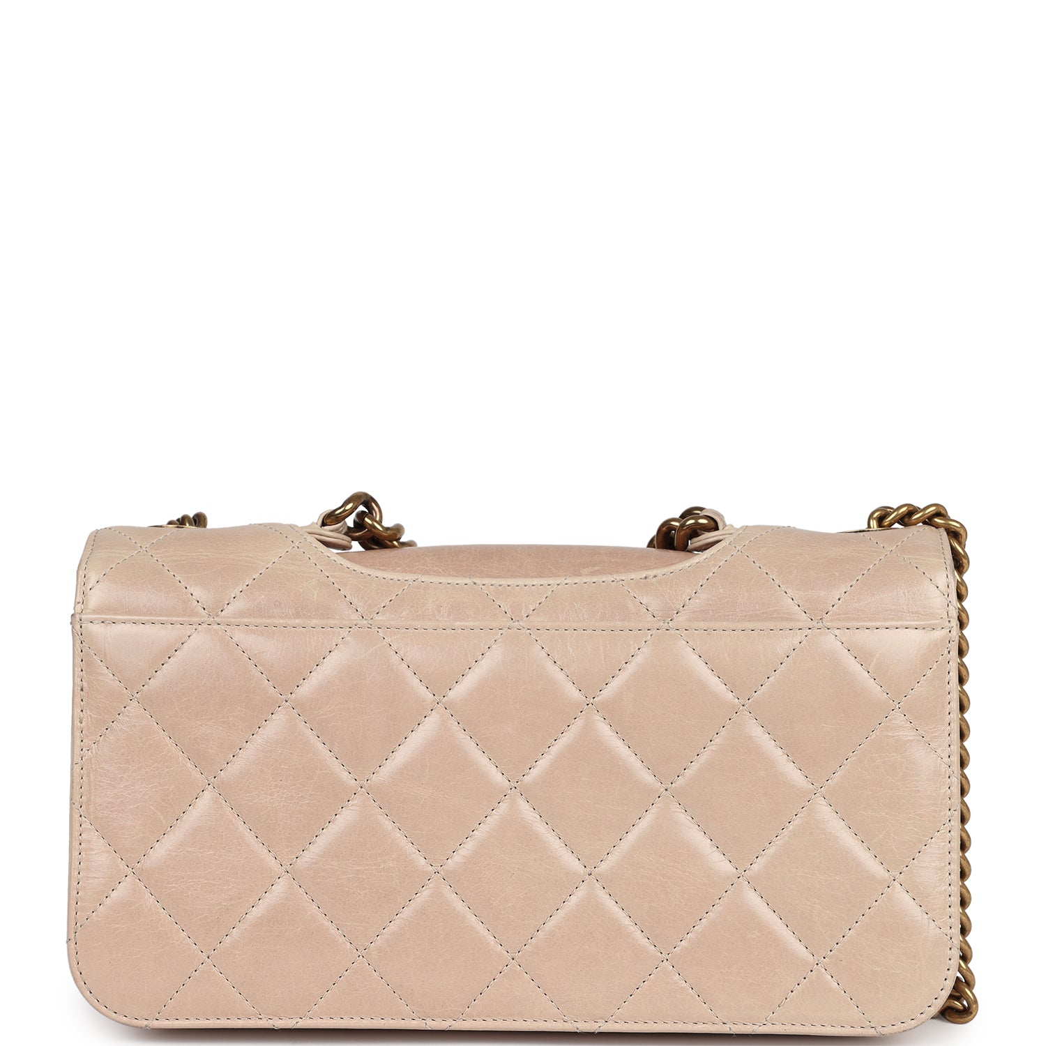 Pre-owned Chanel Perfect Edge Flap Bag Beige Aged Calfskin Antique Gol