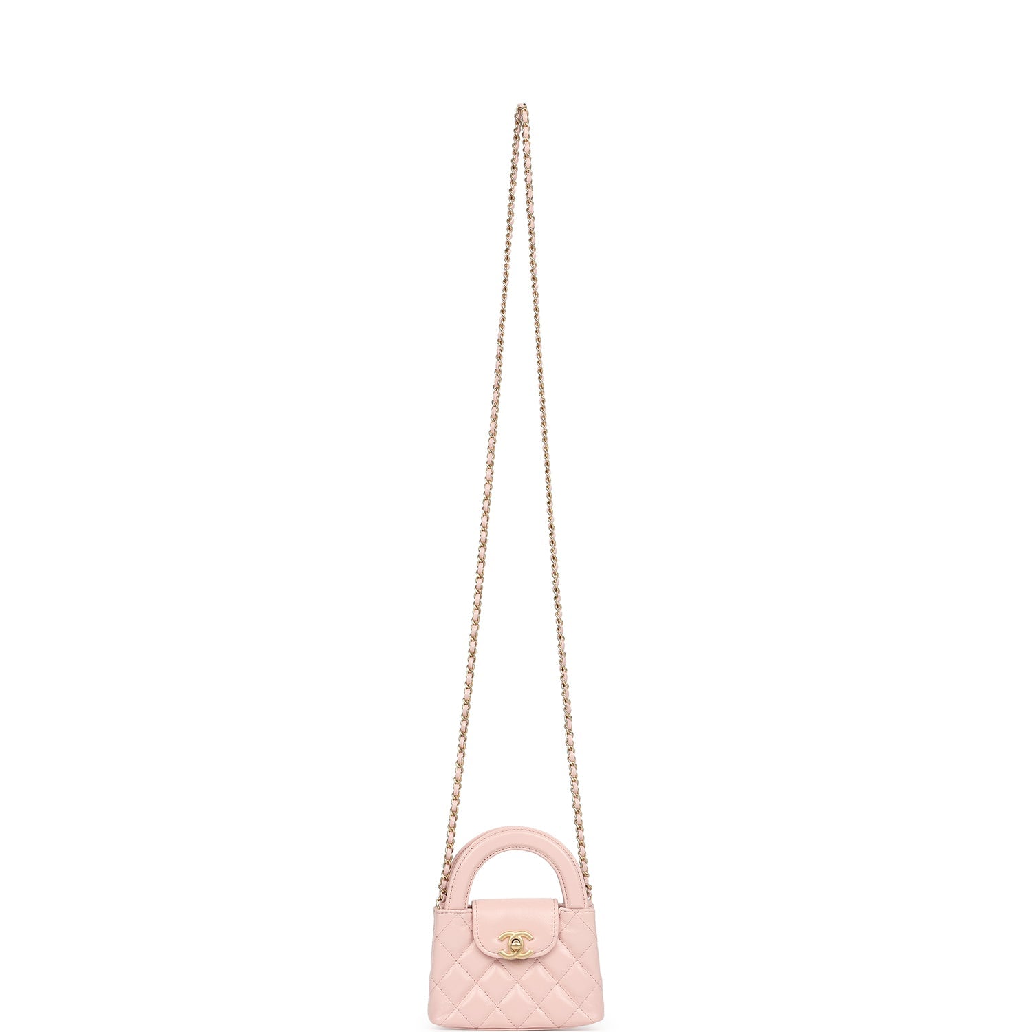 Chanel Nano Kelly Shopper Pink Shiny Aged Calfskin Brushed Gold Hardwa