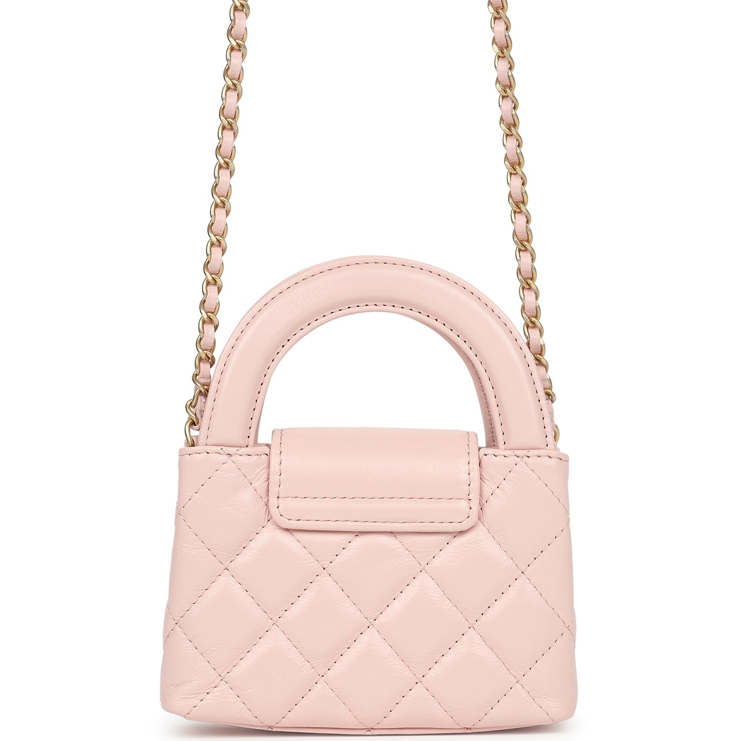 Chanel Nano Kelly Shopper Pink Shiny Aged Calfskin Brushed Gold Hardwa