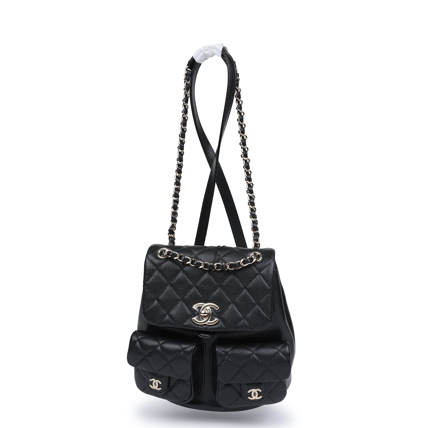 Chanel Medium Cargo Duma Backpack Black Shiny Grained Calfskin Light G