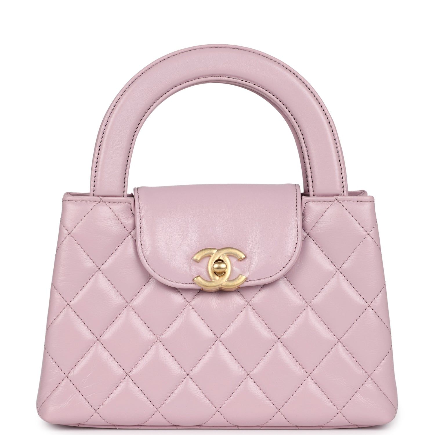 Chanel Small Kelly Shopper Light Pink Shiny Aged Calfskin Brushed Gold