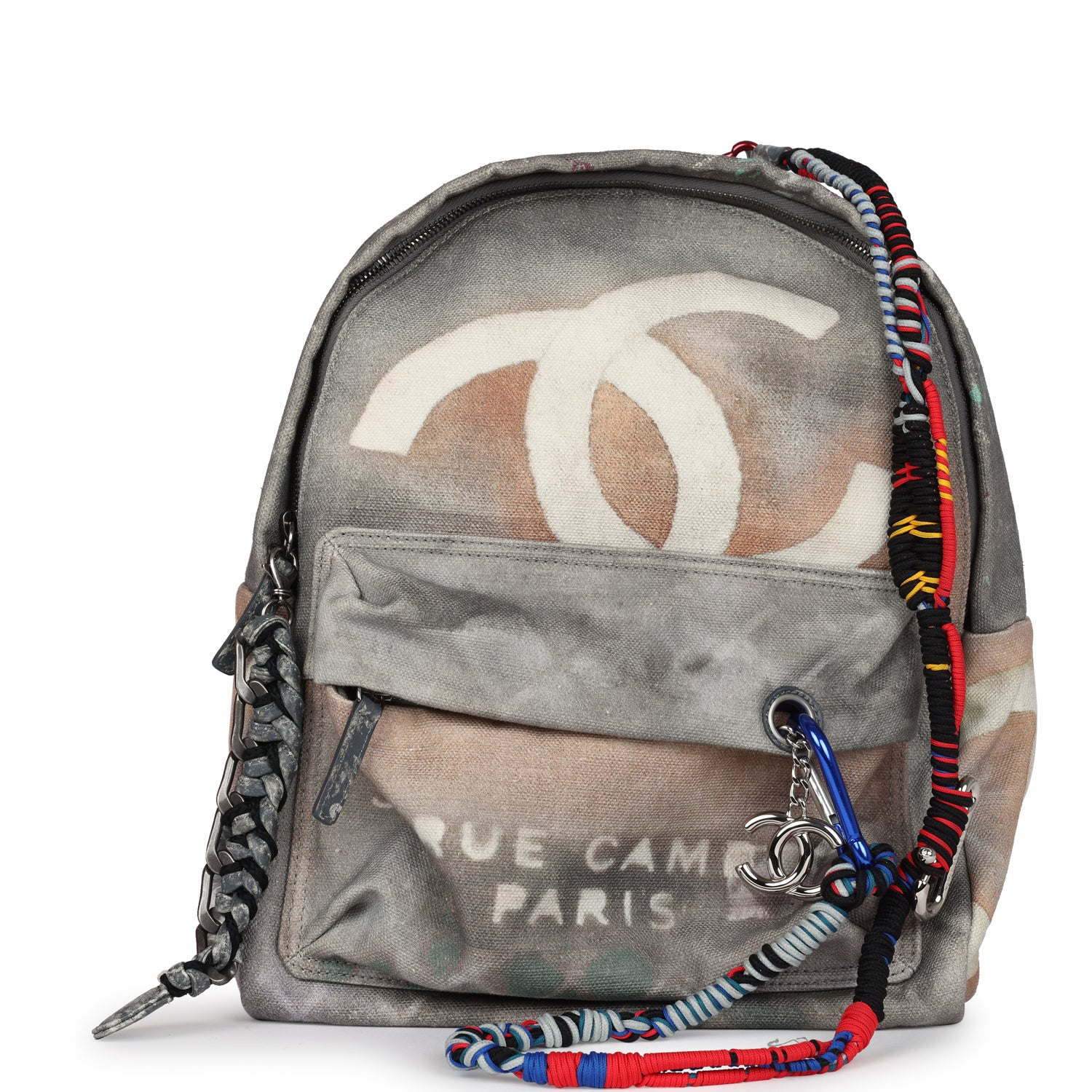 Chanel Graffiti Backpack Grey Multicolored Canvas Silver Hardware - Pa