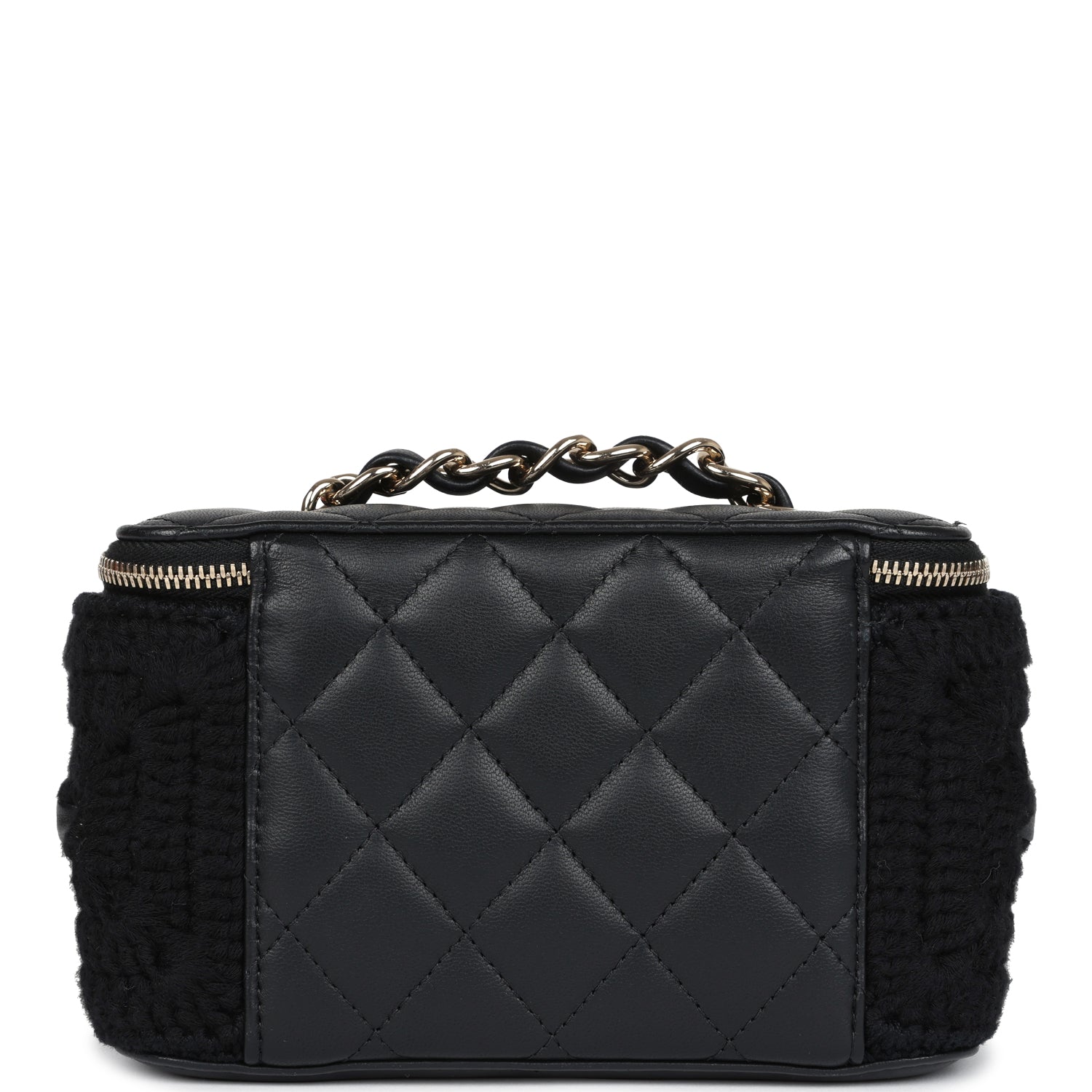 Chanel Small Vanity Case Black Crochet and Lambskin Light Gold Hardwar