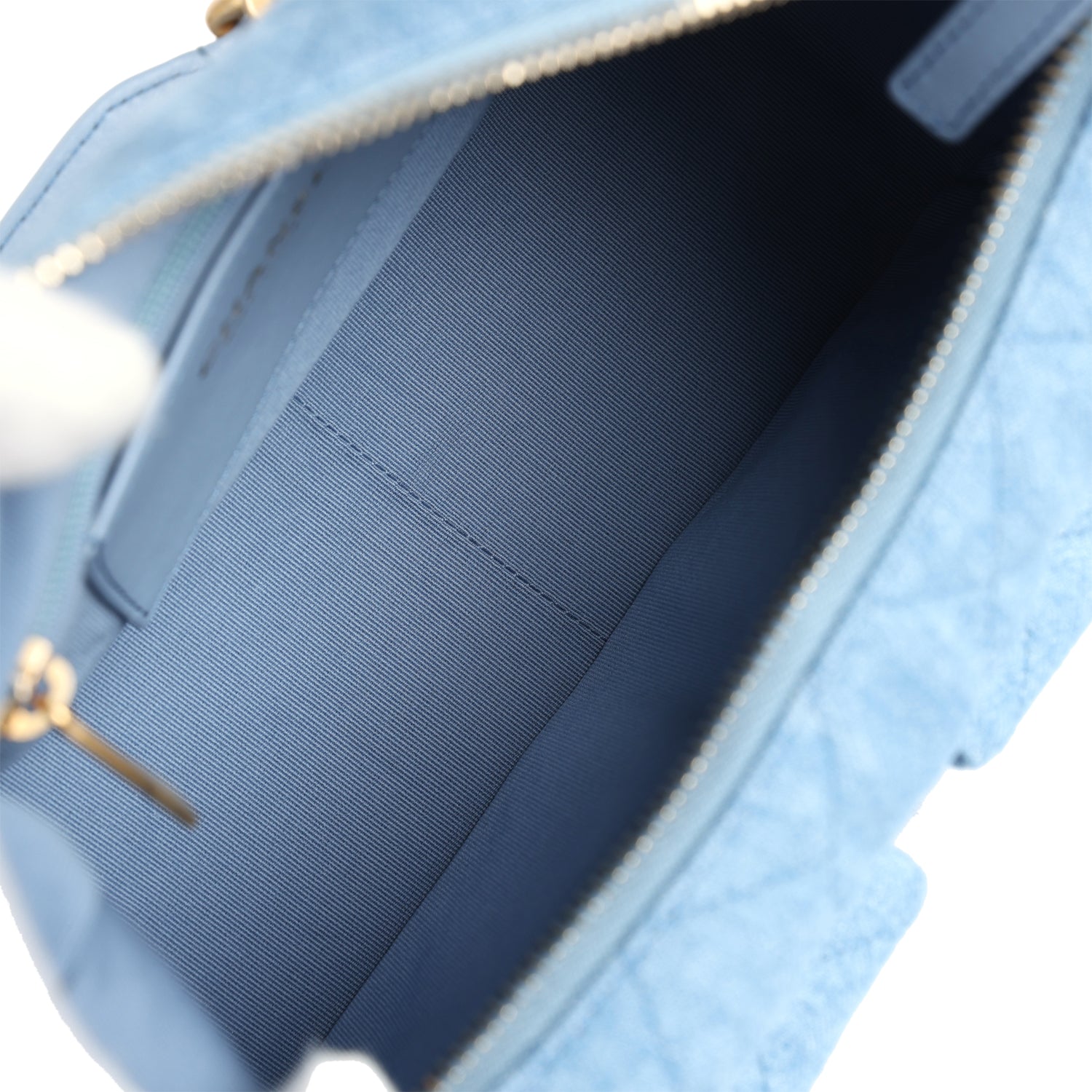 Chanel Large Cargo Hobo Bag Light Blue Washed Denim Brushed Gold Hardw