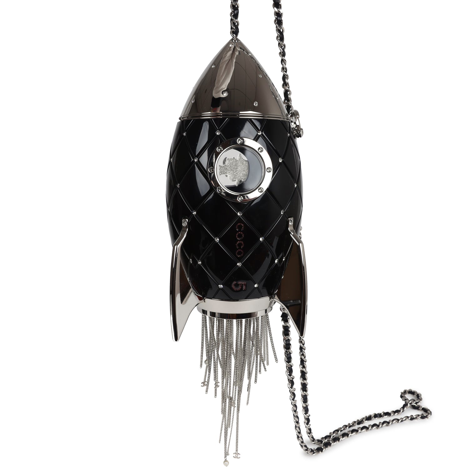 Pre-owned Chanel Limited Edition Rocket Ship Minaudière Bag Black Luci