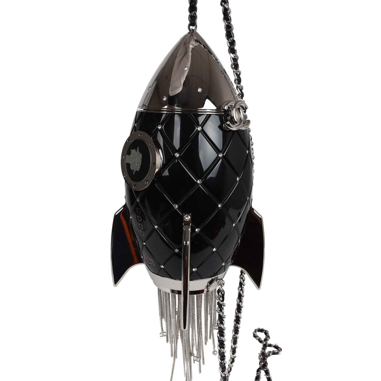 Pre-owned Chanel Limited Edition Rocket Ship Minaudière Bag Black Luci