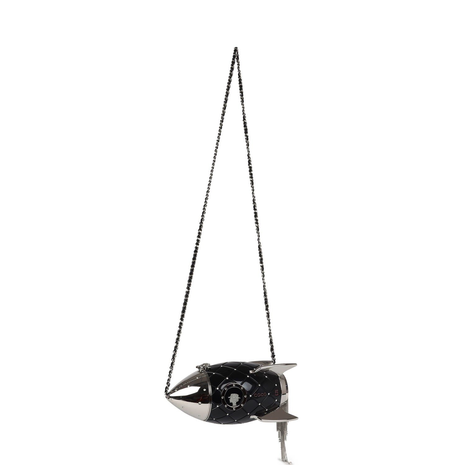 Pre-owned Chanel Limited Edition Rocket Ship Minaudière Bag Black Luci