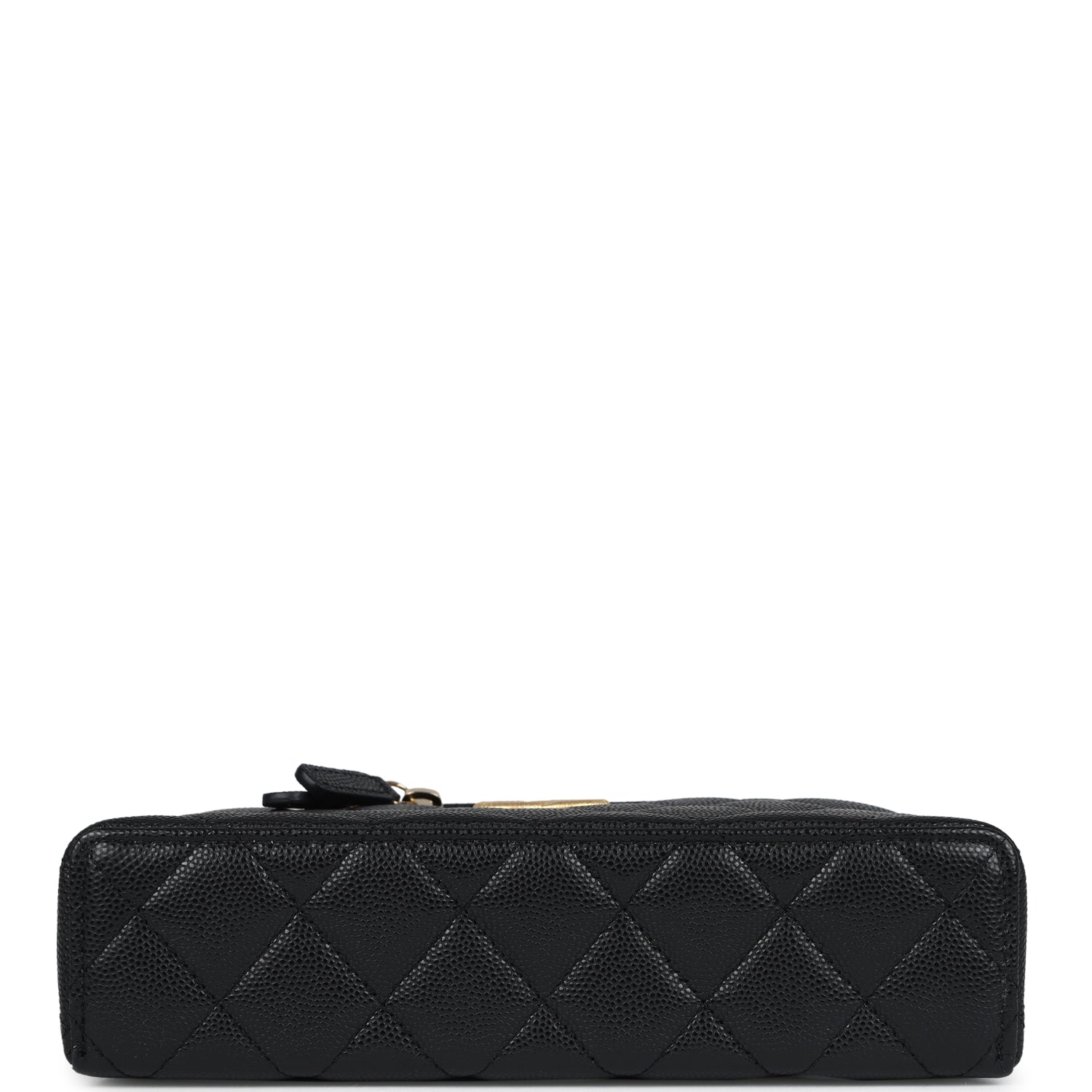 Chanel Top Handle Long Vanity Case With Chain Black Shiny Caviar Brush