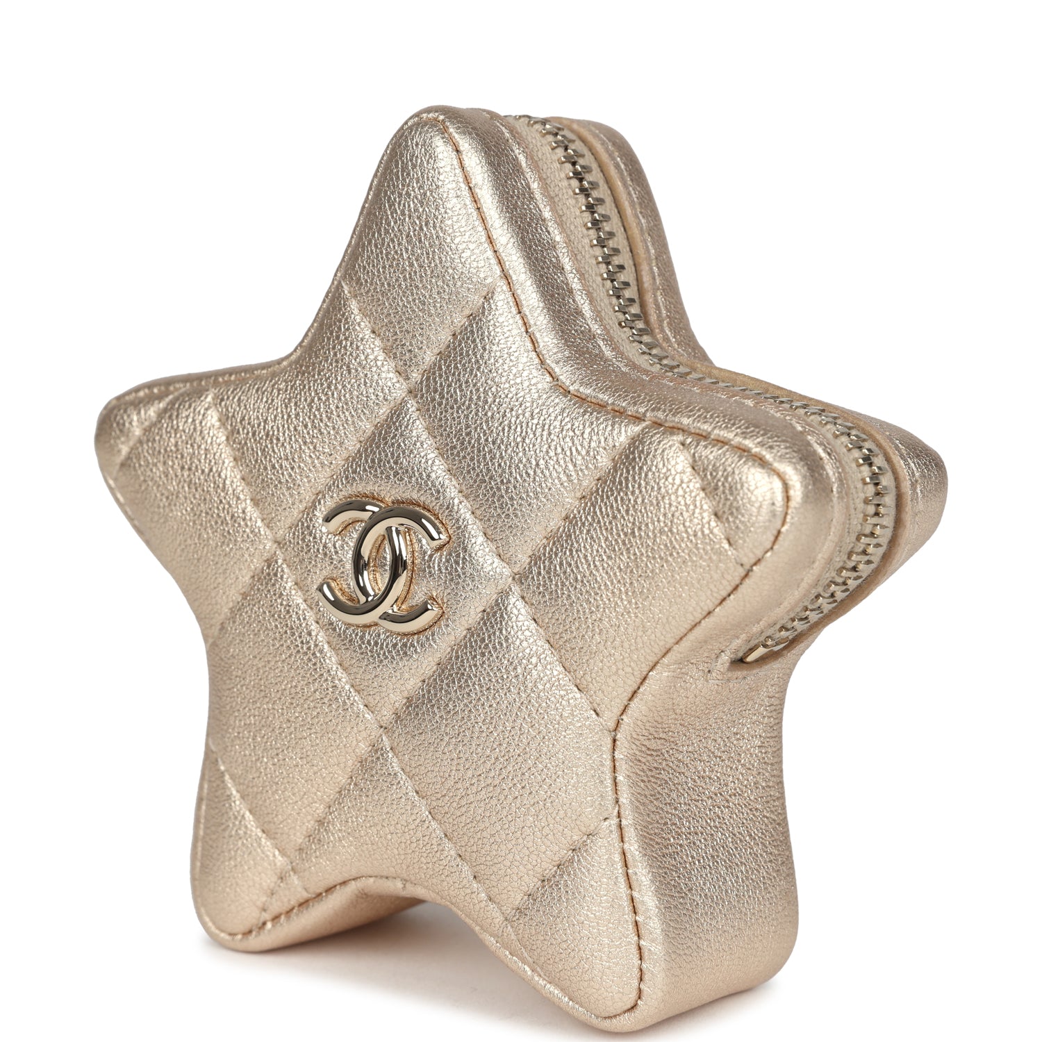 Chanel Walk Of Fame Star Clip-On Coin Purse Metallic Gold Goatskin Lig