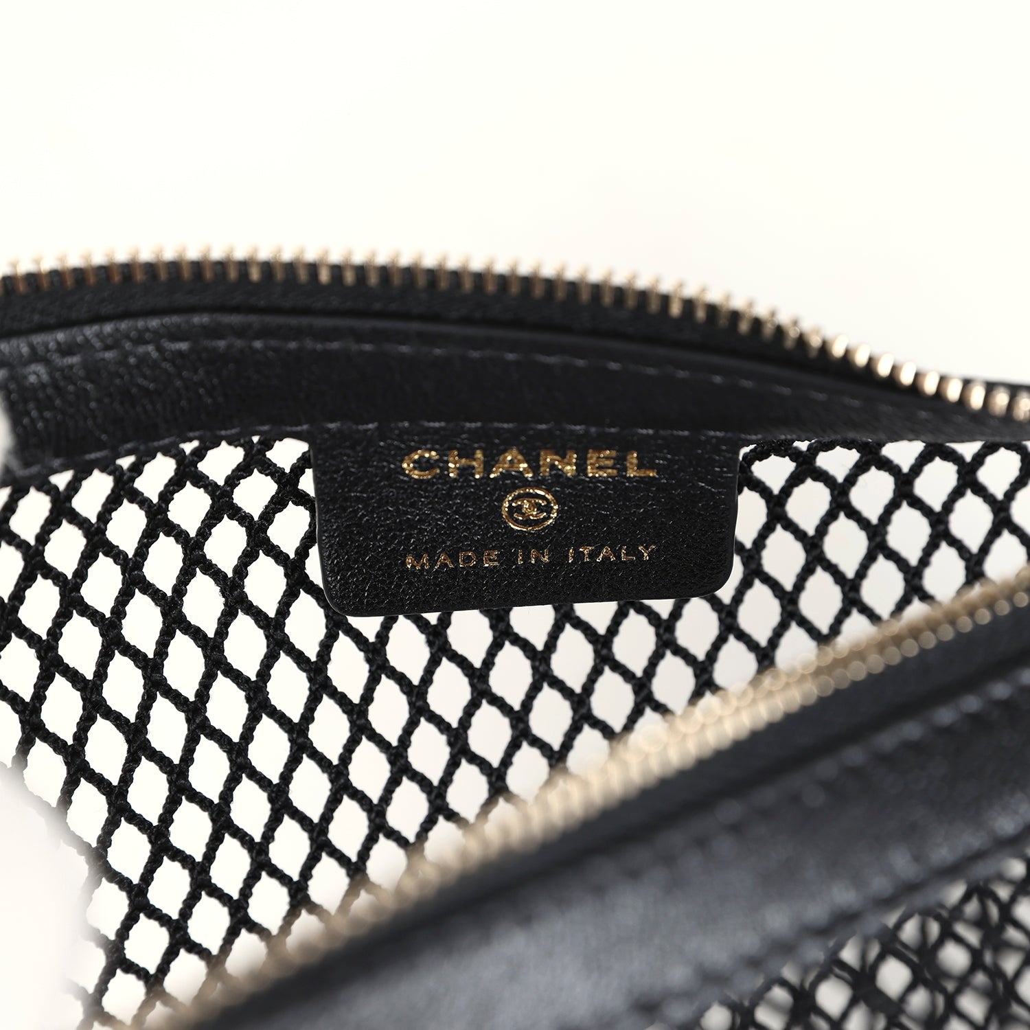 Chanel Mini Round Hobo Pouch Bag Black Mesh Light Gold Hardware