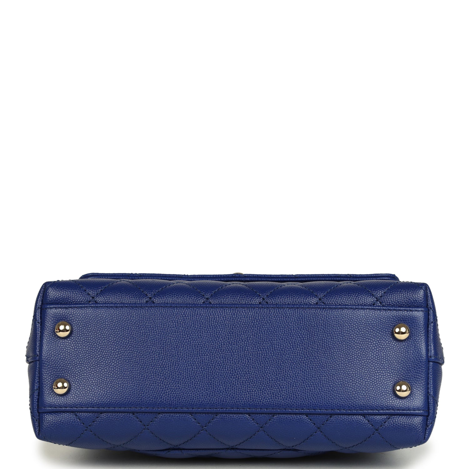 Chanel Mini Coco Top Handle Flap Bag Dark Blue Shiny Caviar Light Gold