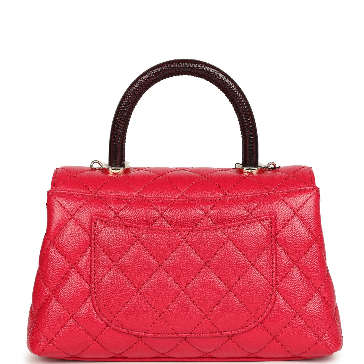 Chanel Mini Coco Top Handle Flap Bag Dark Red Shiny Caviar and Burgund