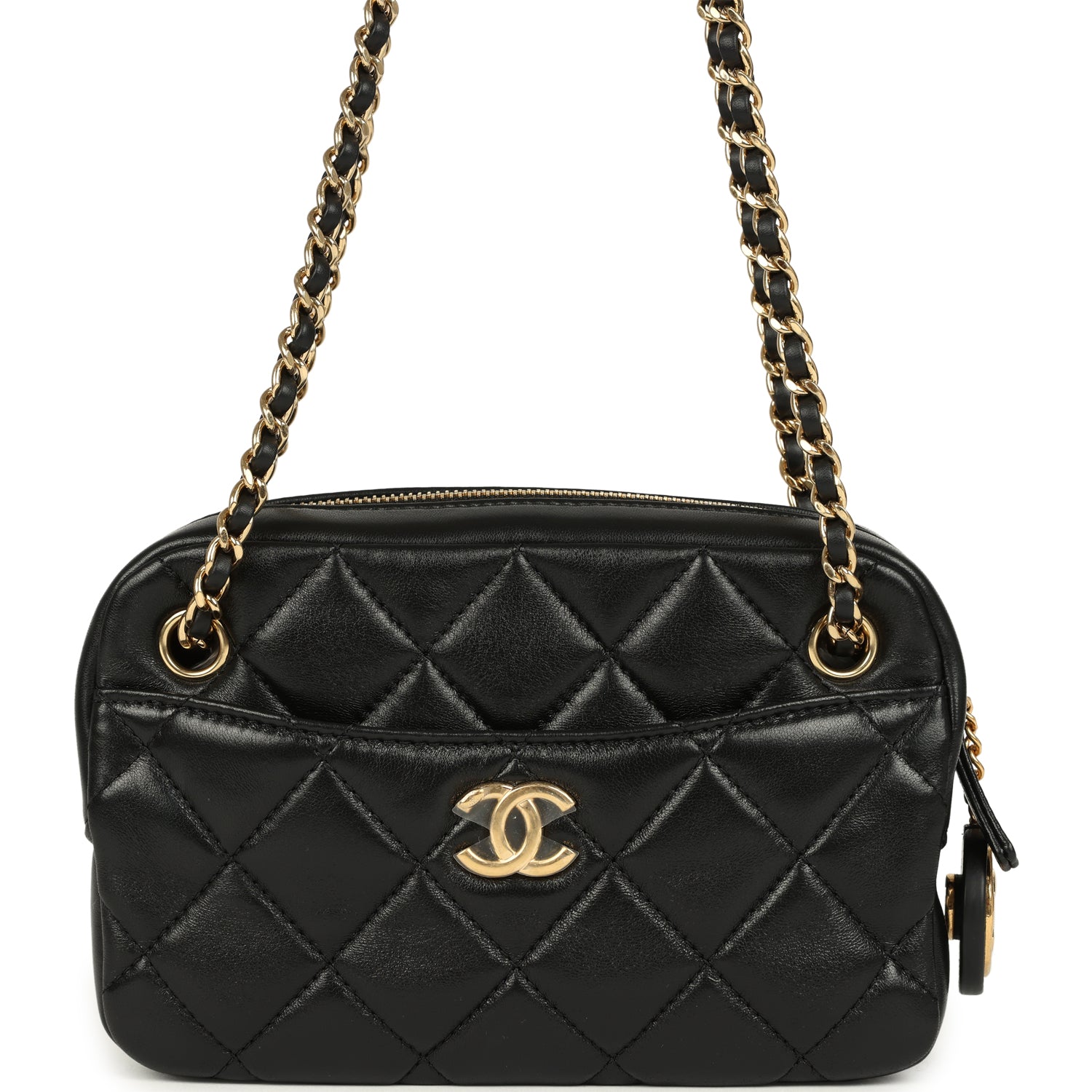 Chanel Mini Camera Case Bag Black Shiny Lambskin Gold Hardware – New ...