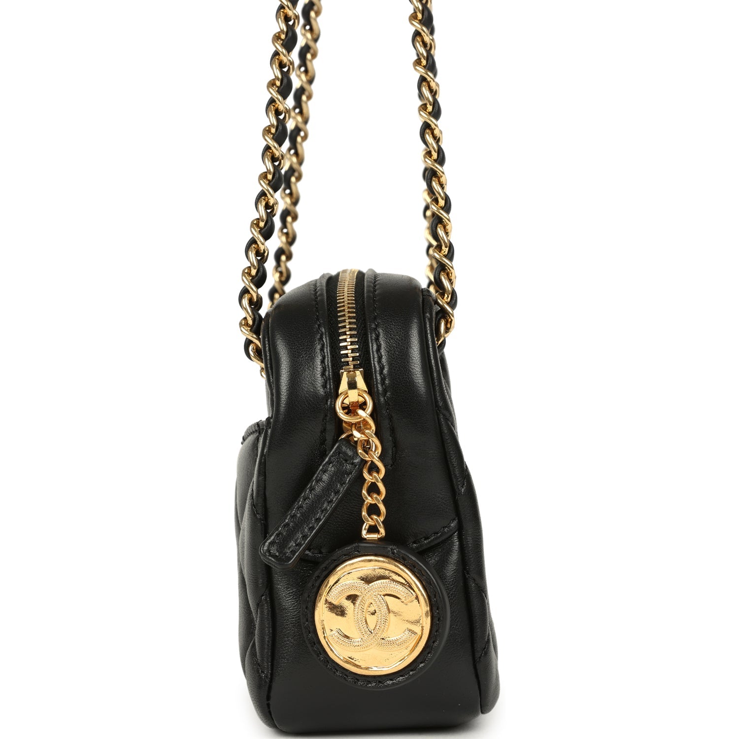 Chanel Mini Camera Case Bag Black Shiny Lambskin Gold Hardware – New ...