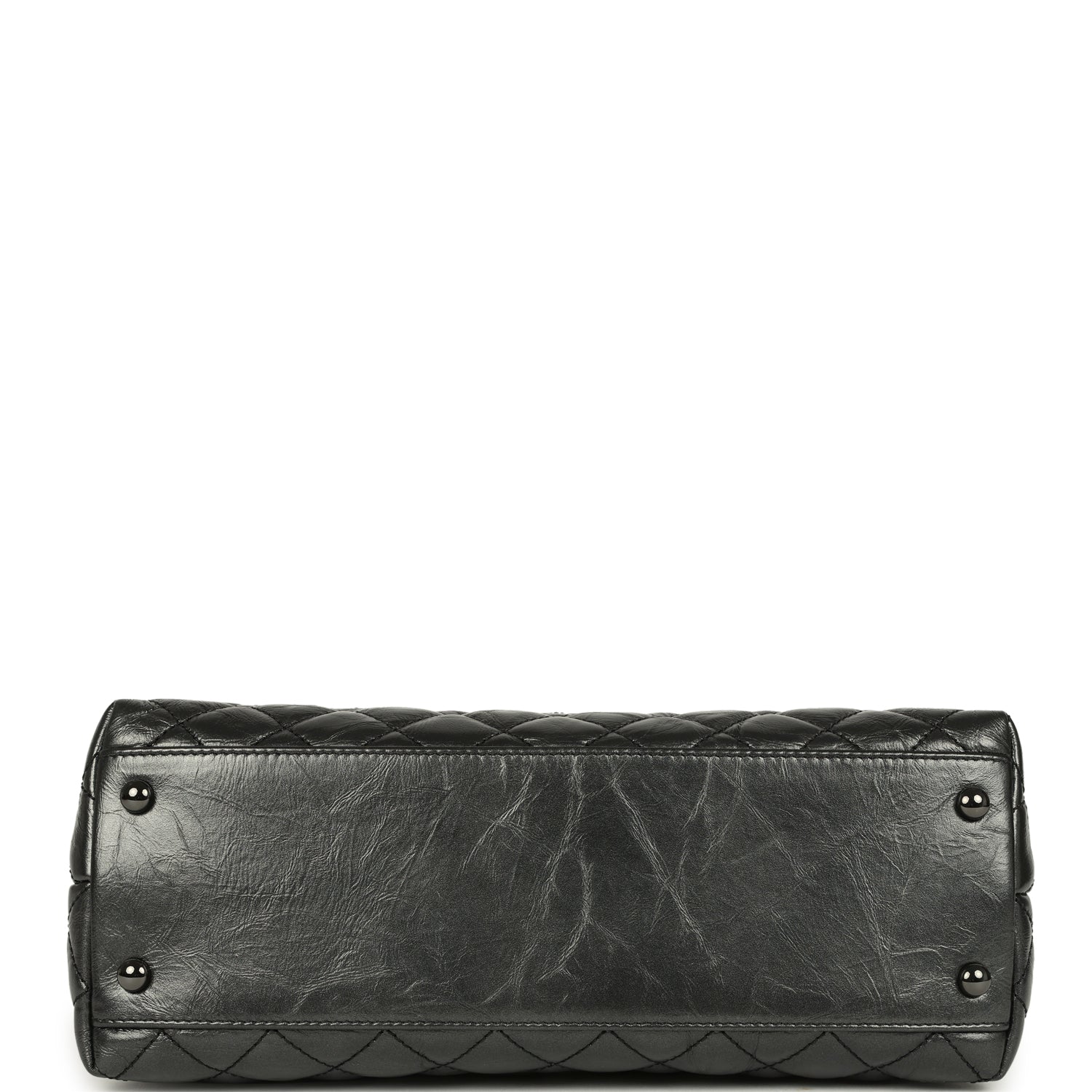 Chanel Small Coco Top Handle Flap Bag Dark Grey Crumpled Calfskin Black ...