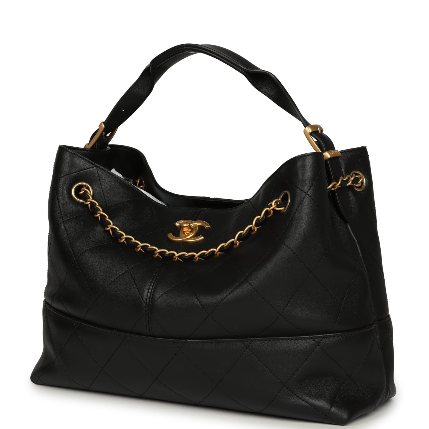 Chanel Small Coco Hobo Bag Black Calfskin Antique Gold Hardware – New ...