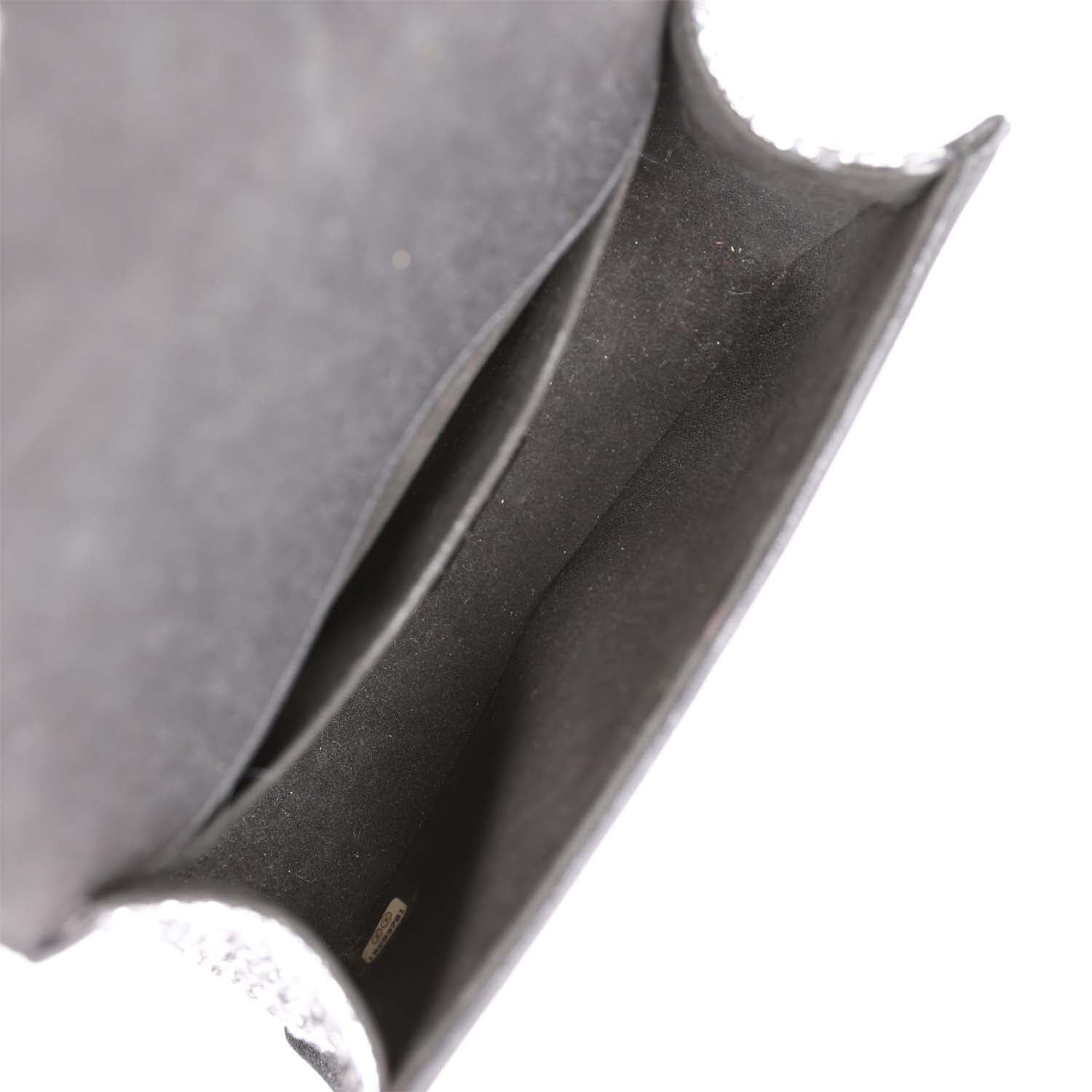 Pre-owned Chanel Small Boy Bag Black Suede and Silver Python Silver Ha