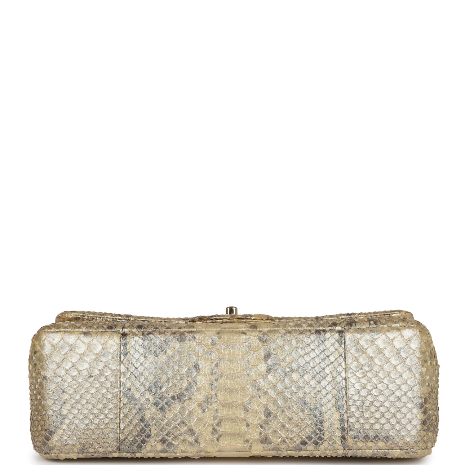 Pre-owned Chanel Jumbo Classic Double Flap Gold Metallic Python Gold H