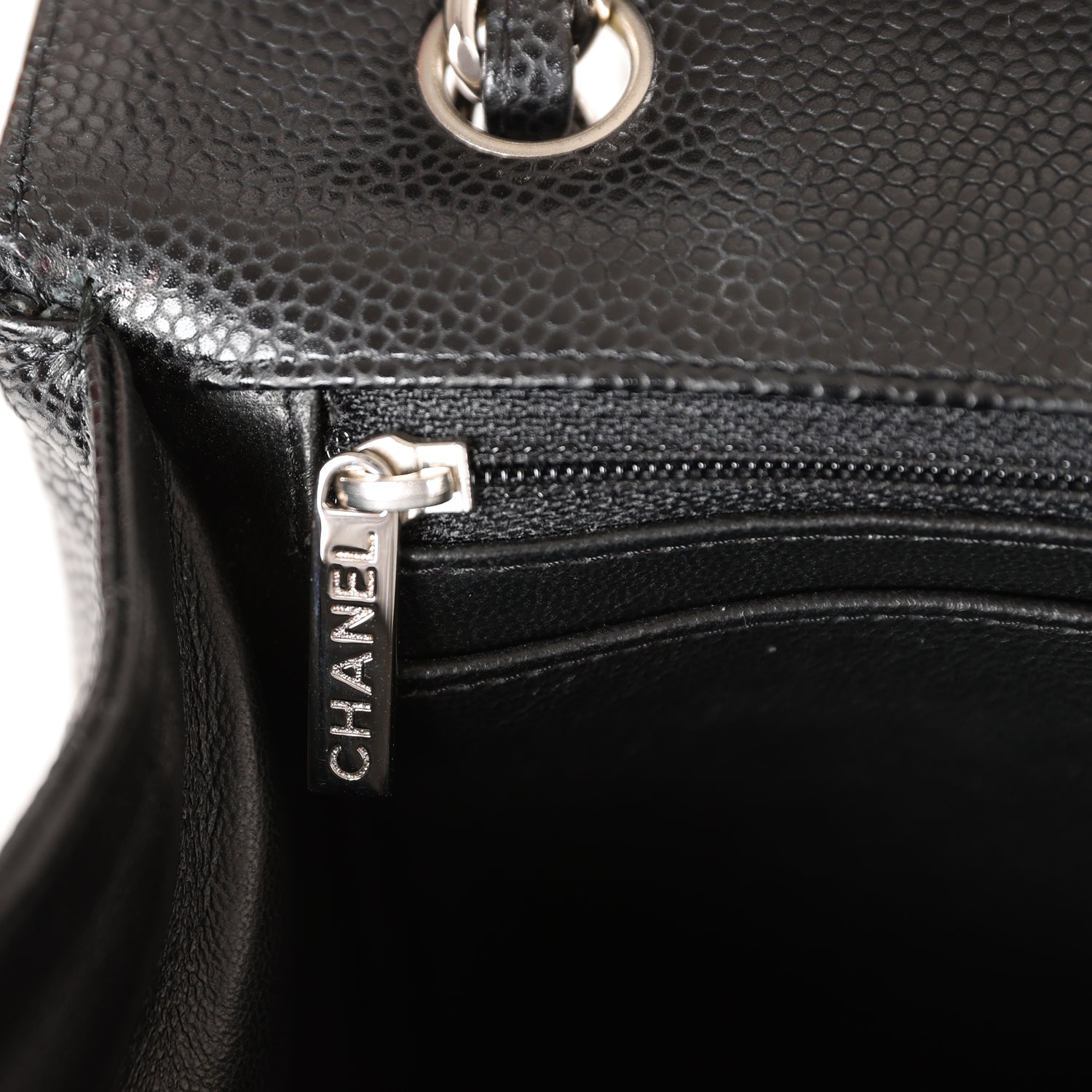 Pre-owned Chanel Maxi Classic Single Flap Bag Black Caviar Silver Hard