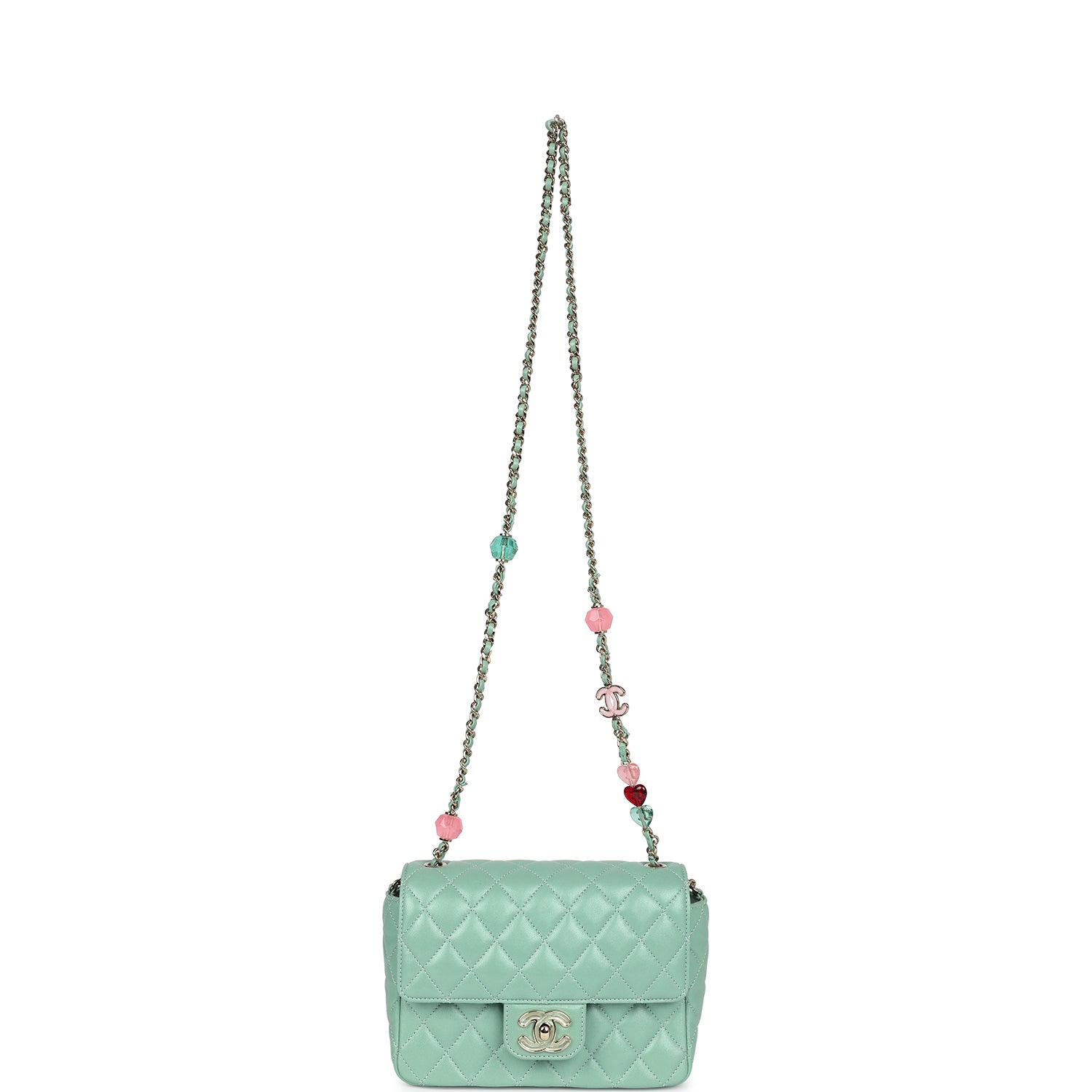 Chanel Candy Heart Mini Flap Bag Turquoise Lambskin Enamel and Light G