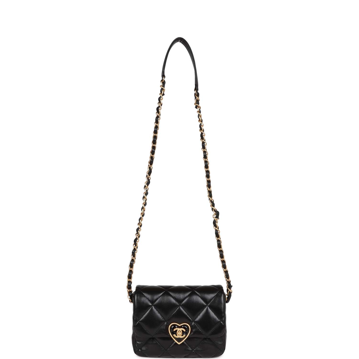 Chanel Heart Mini Flap Bag Black Lambskin Antique Gold Hardware ...