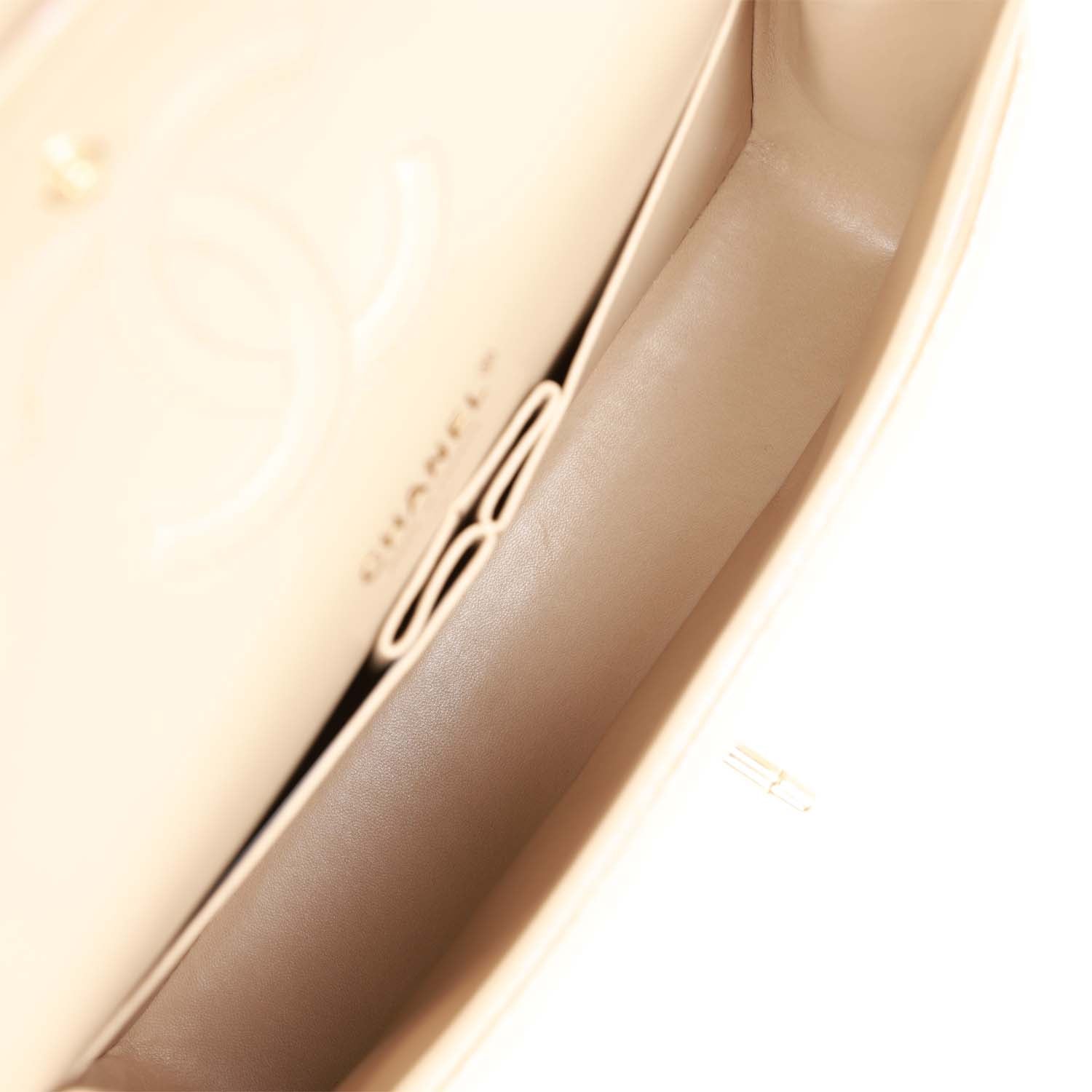 Chanel Beige Quilted Caviar Medium Double Flap Bag Gold Hardware