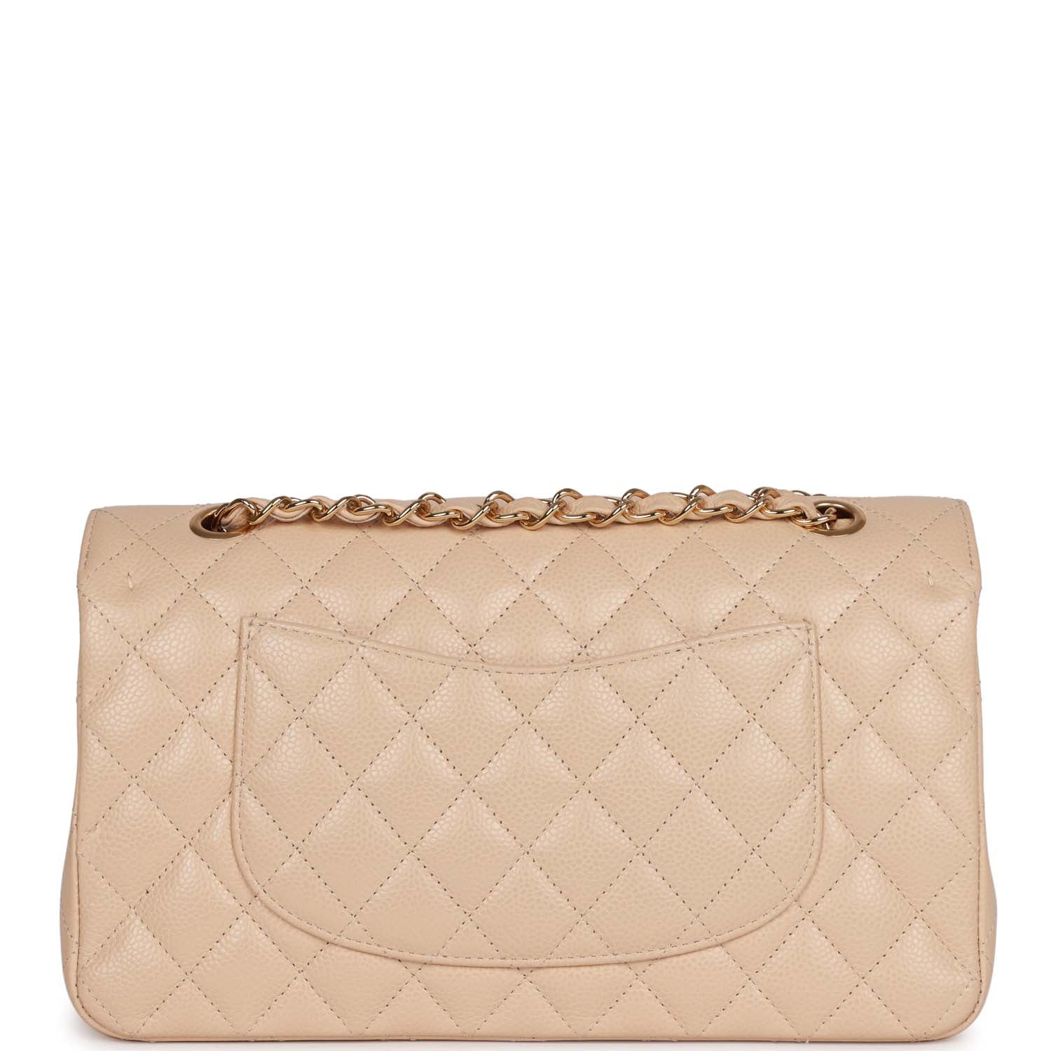 Chanel Beige Quilted Caviar Medium Double Flap Bag Gold Hardware