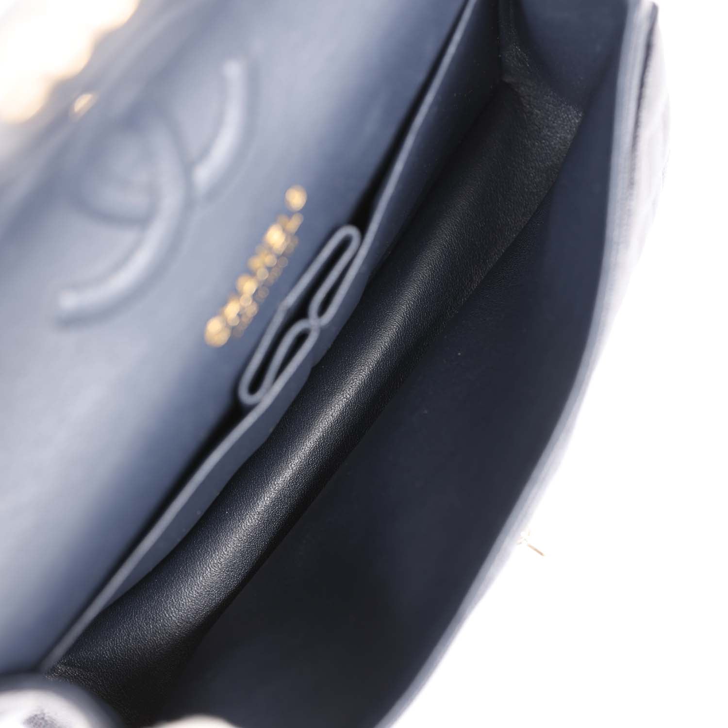 Chanel Medium Classic Double Flap Bag Navy Caviar Light Gold Hardware