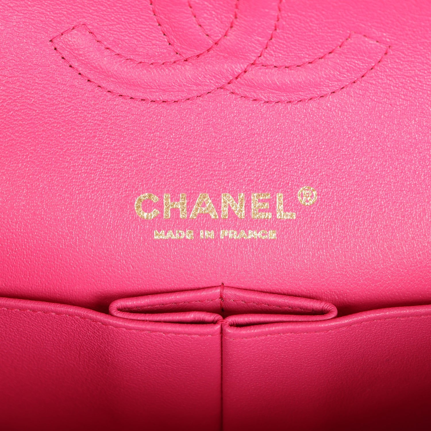 Pre-owned Chanel Medium Classic Double Flap Hot Pink Lambskin Gold Har