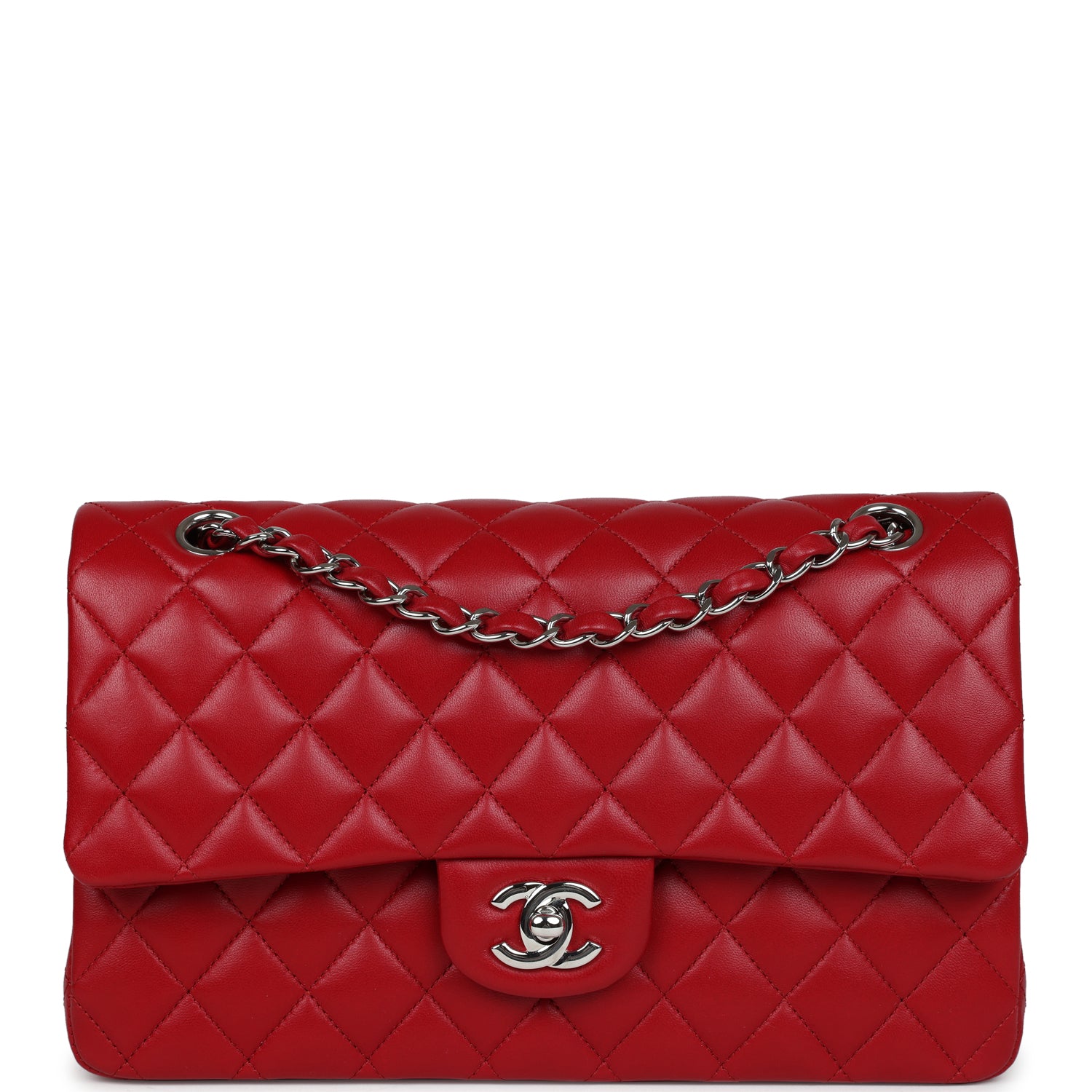 Chanel Red Quilted Lambskin Medium Classic Double Flap Bag