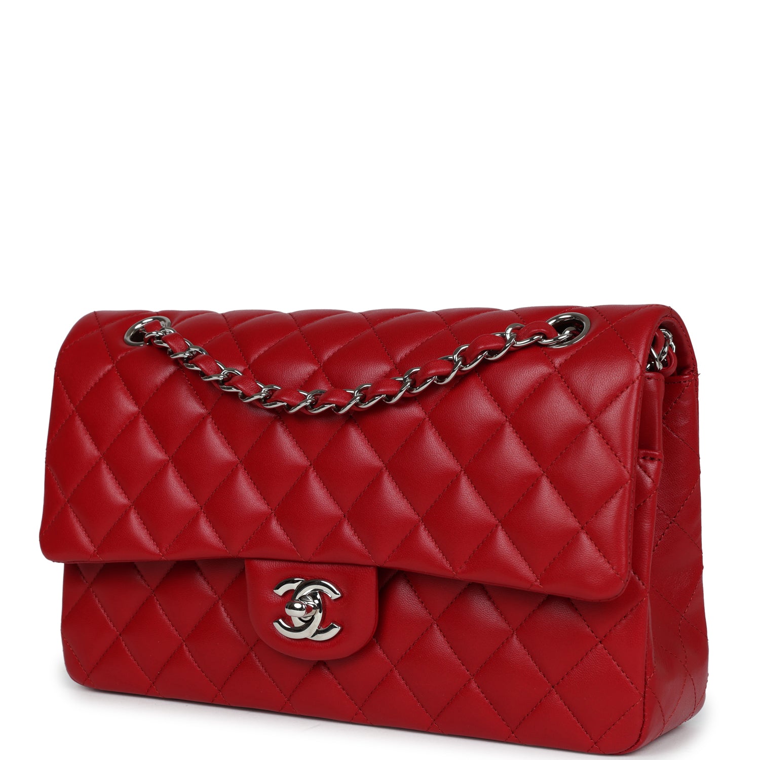 Chanel Red Quilted Lambskin Medium Classic Double Flap Bag