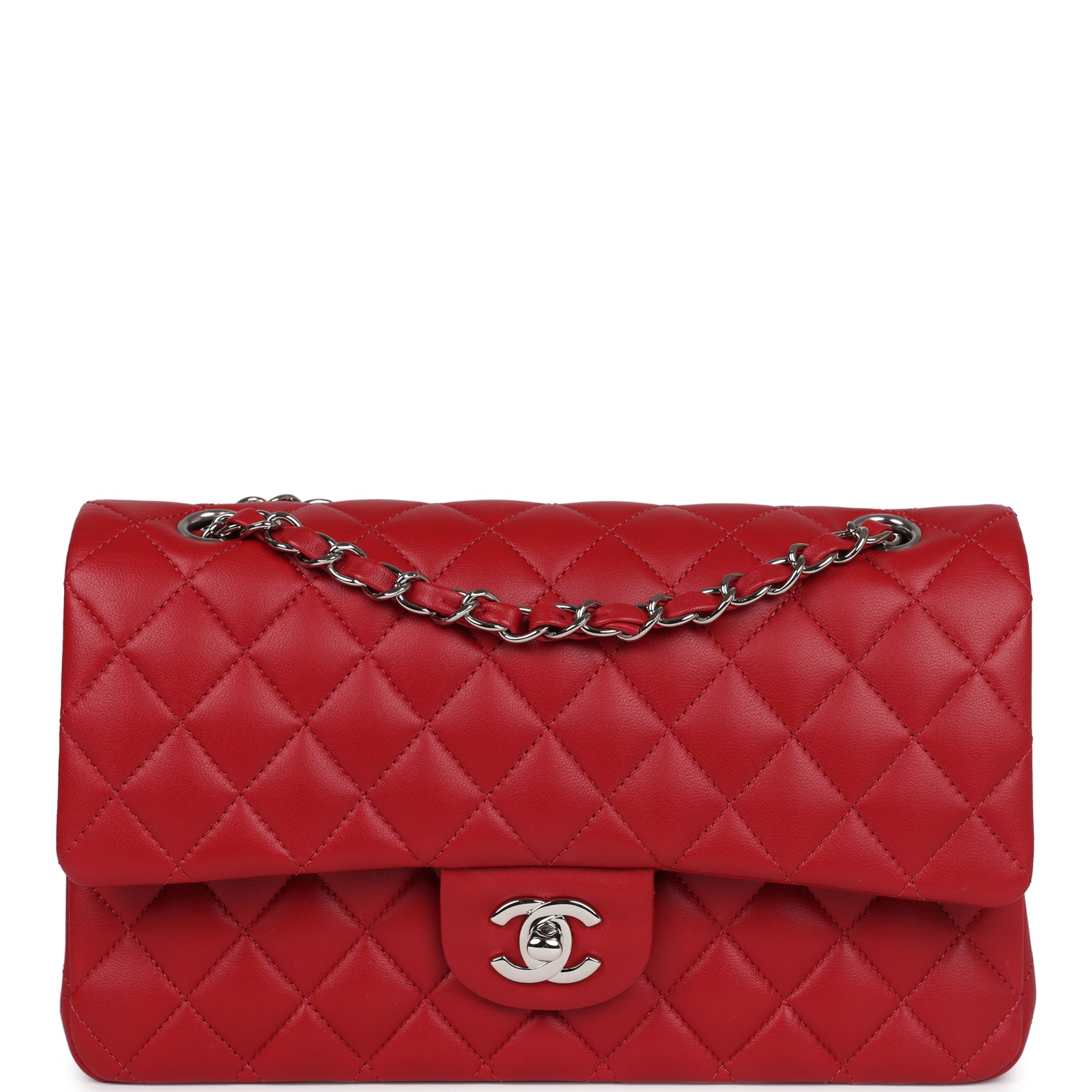 Chanel Red Quilted Lambskin Medium Classic Double Flap Bag