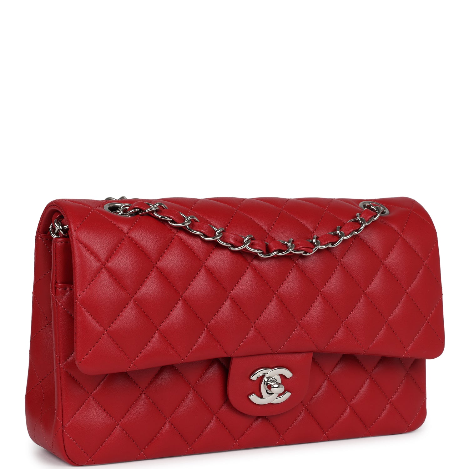 Chanel Red Quilted Lambskin Medium Classic Double Flap Bag