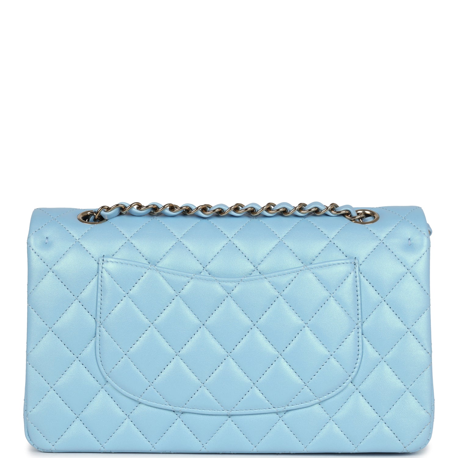 Chanel Medium Classic Double Flap Bag Light Blue Iridescent Calfskin G