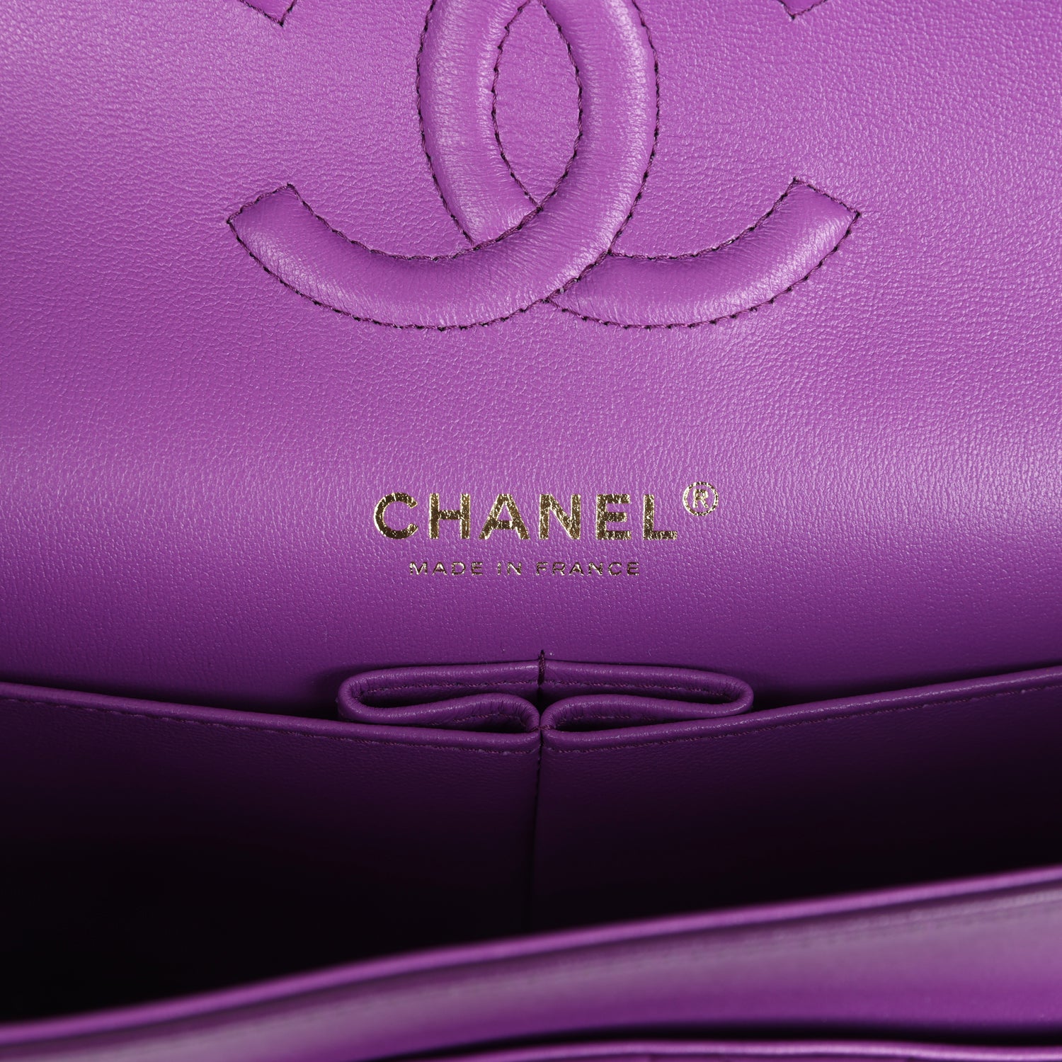 Chanel Medium Classic Double Flap Bag Purple Ombre Lambskin Brushed Go