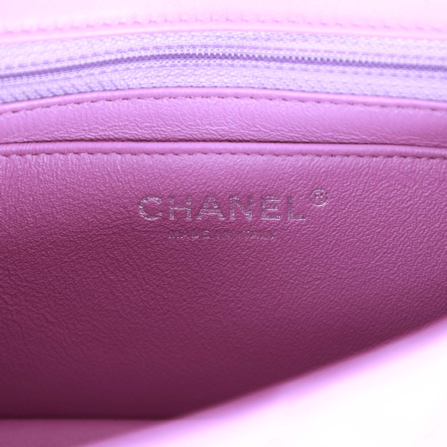 Pre-owned Chanel Mini Rectangular Flap Bag Purple Lambskin Silver Hard