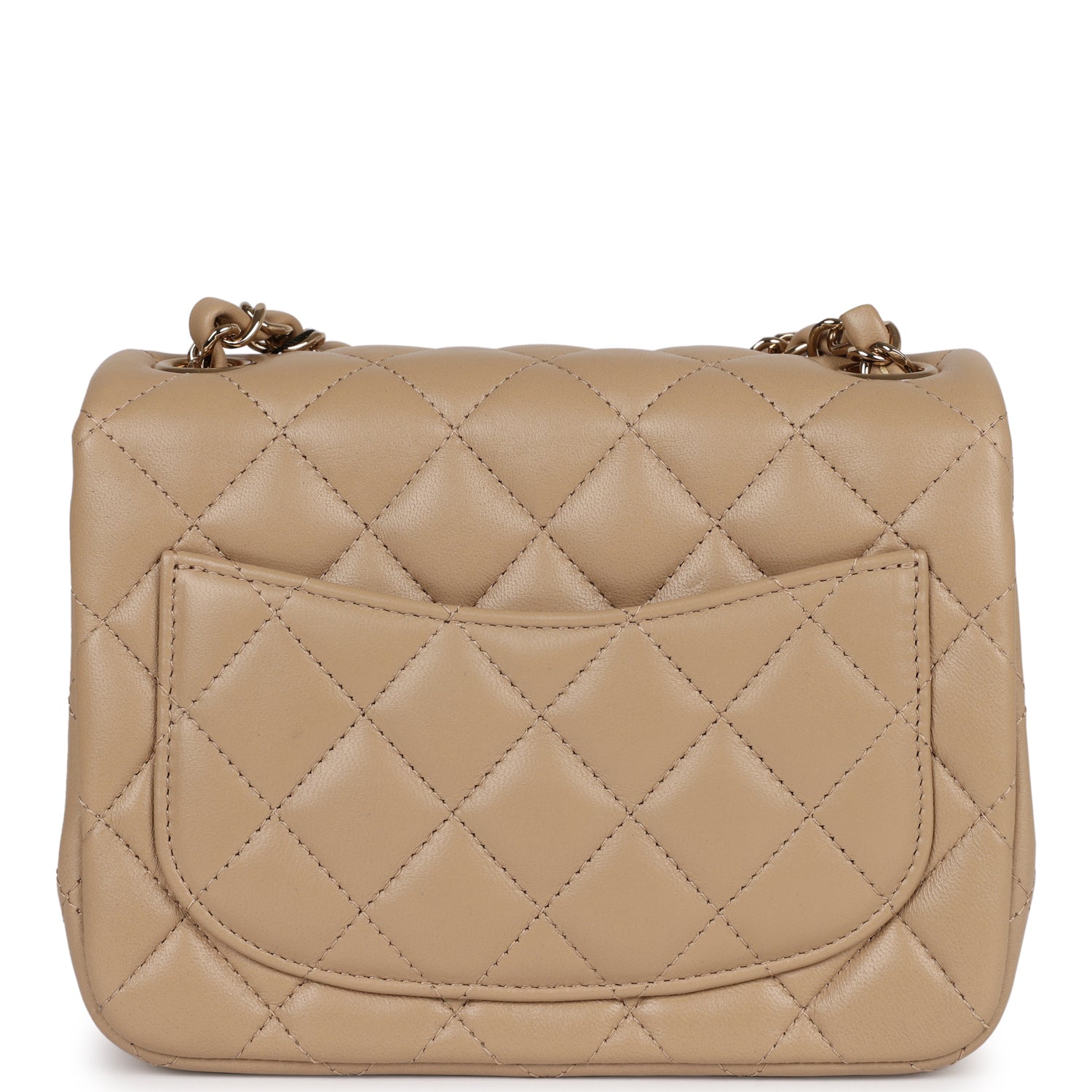Chanel Beige Quilted Lambskin Square Mini Classic Flap