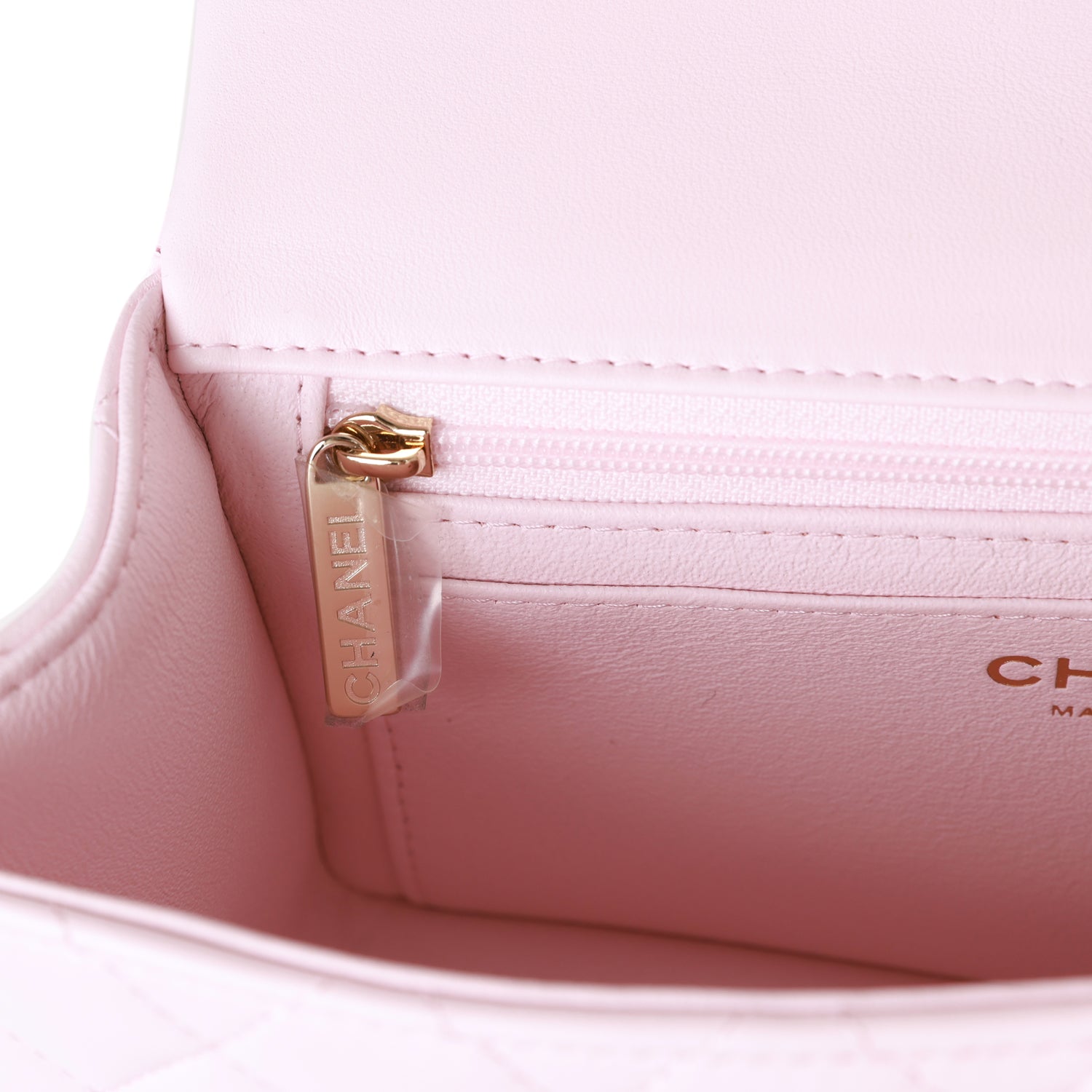 Chanel Light Pink Lambskin Rectangular Mini Flap Top Handle Light Gold ...