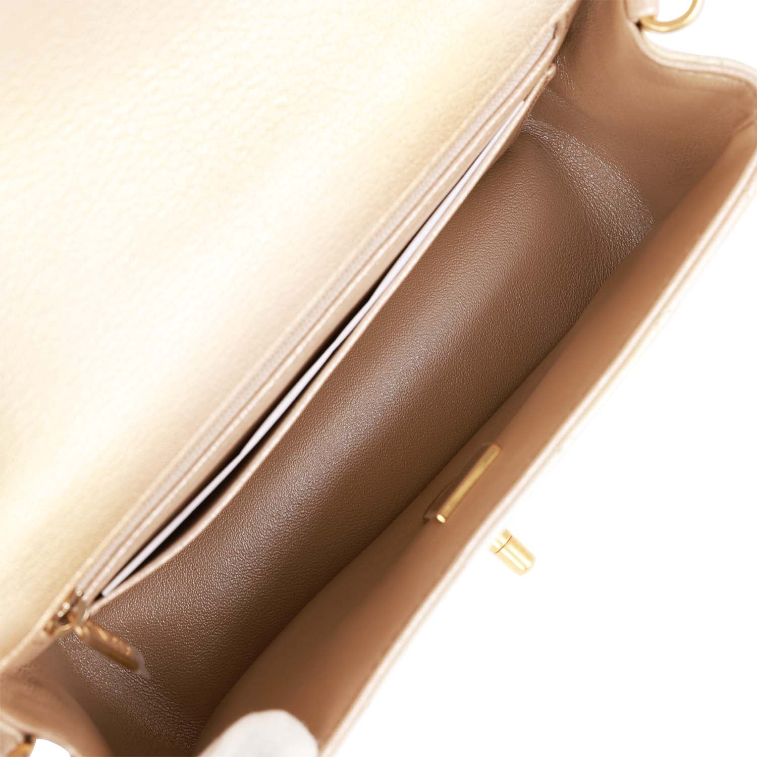 Chanel Mini Rectangular Flap Bag Beige Metallic Ombre Calfskin Aged Go